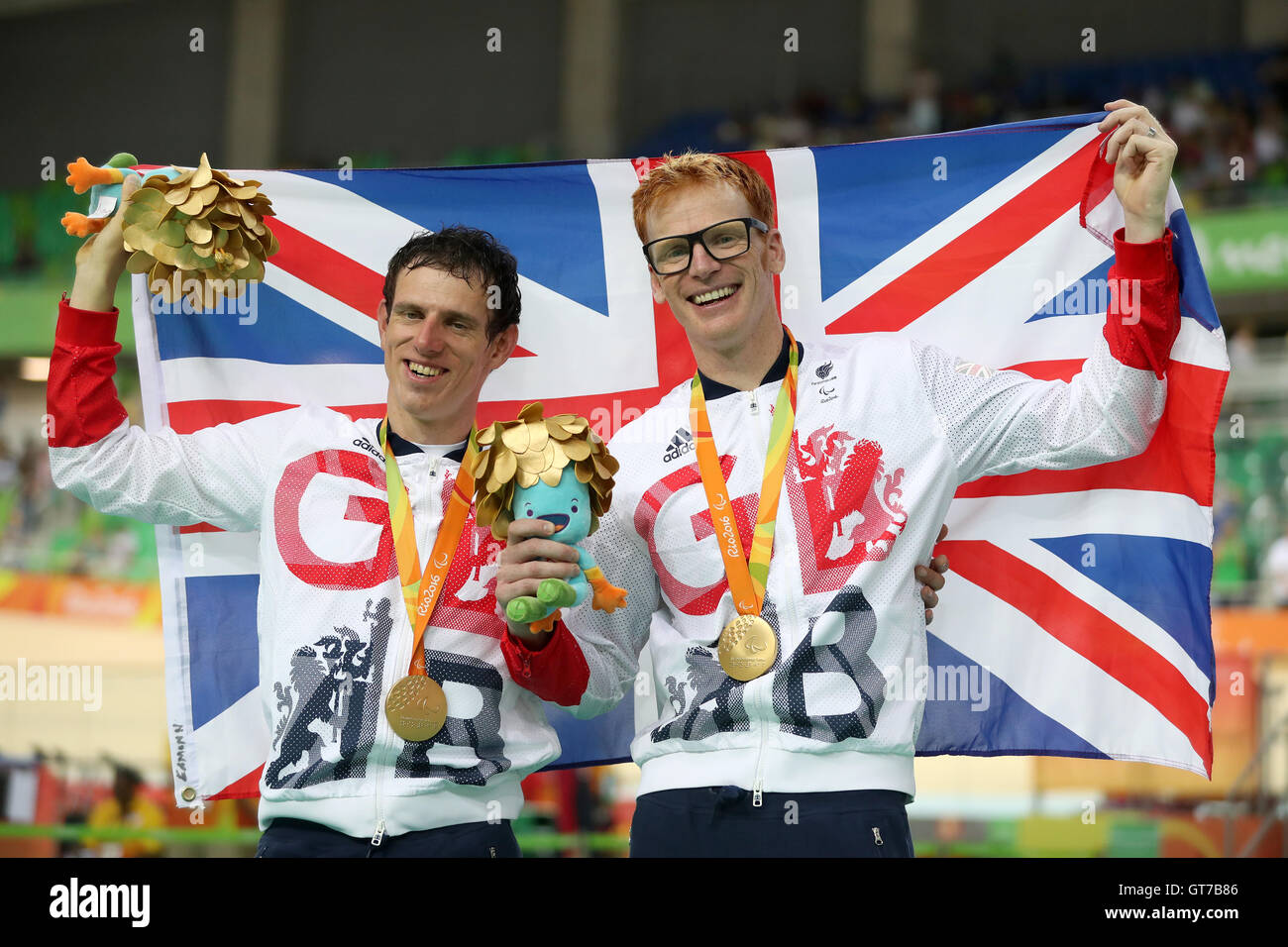 Great Britain's Steve Bate (right) and pilot Adam Duggleby celebrate on ...