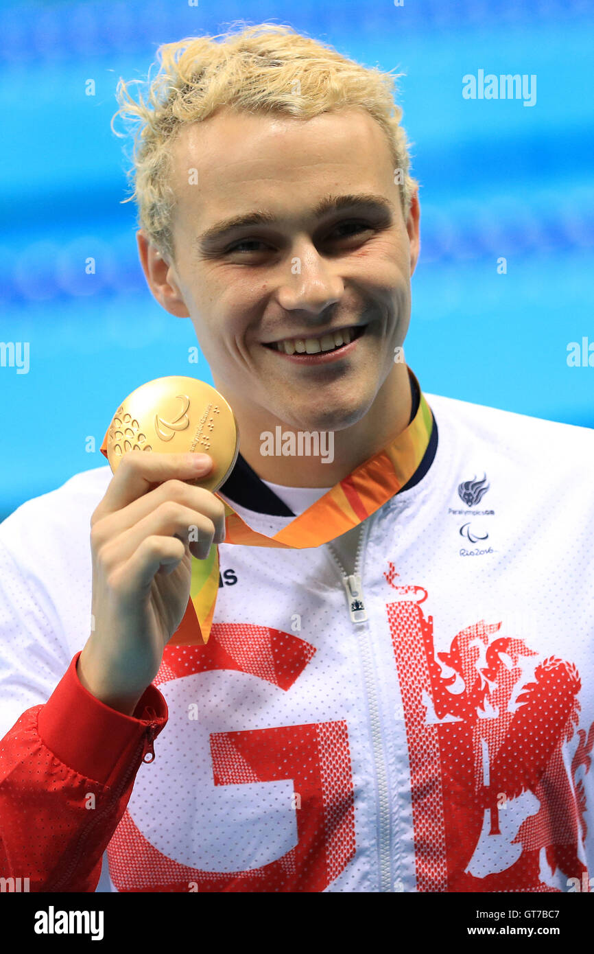 Great Britain's Oliver Hynd on the podium with his Gold medal in the ...