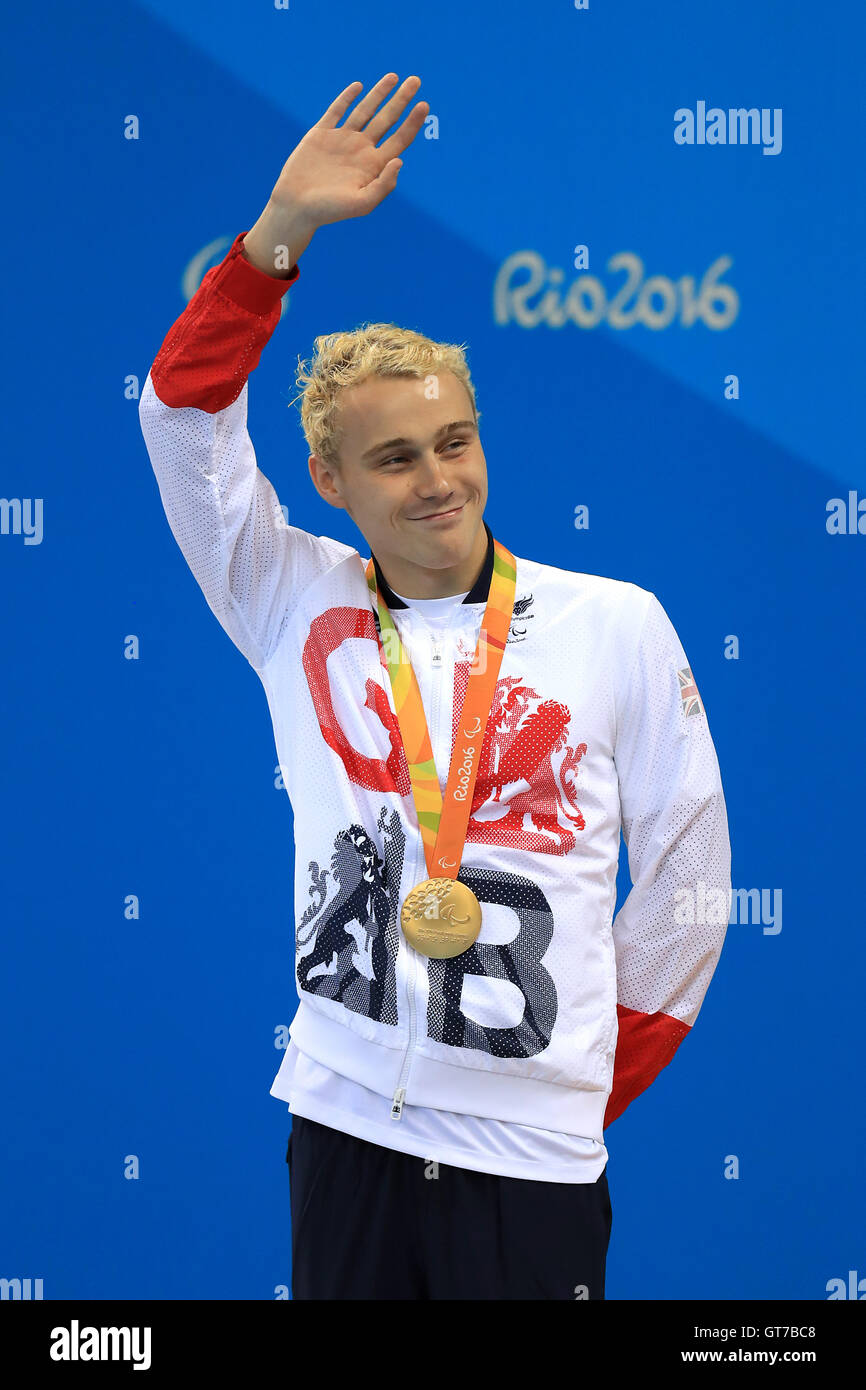 Great Britain's Oliver Hynd on the podium with his Gold medal in the ...