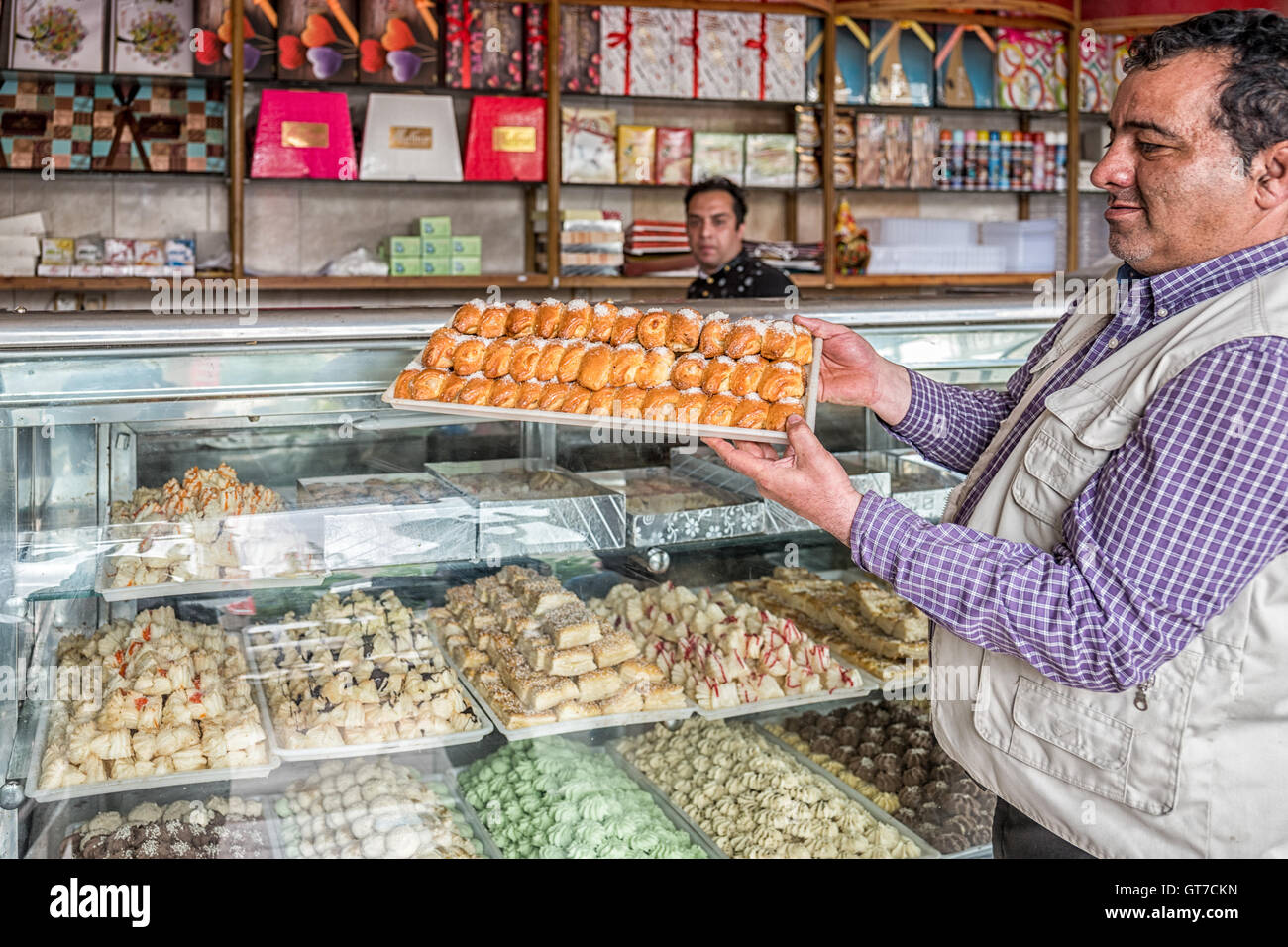 Traditional Iranian sweet rolls in a backery in Yazd, Iran Stock Photo ...