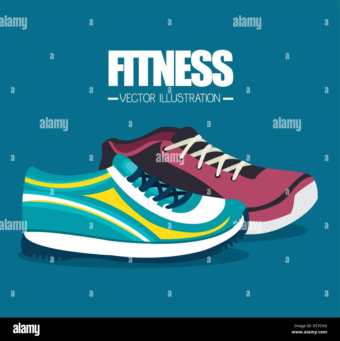 cartoon sneakers fitness sport elements design Stock Vector Image & Art ...