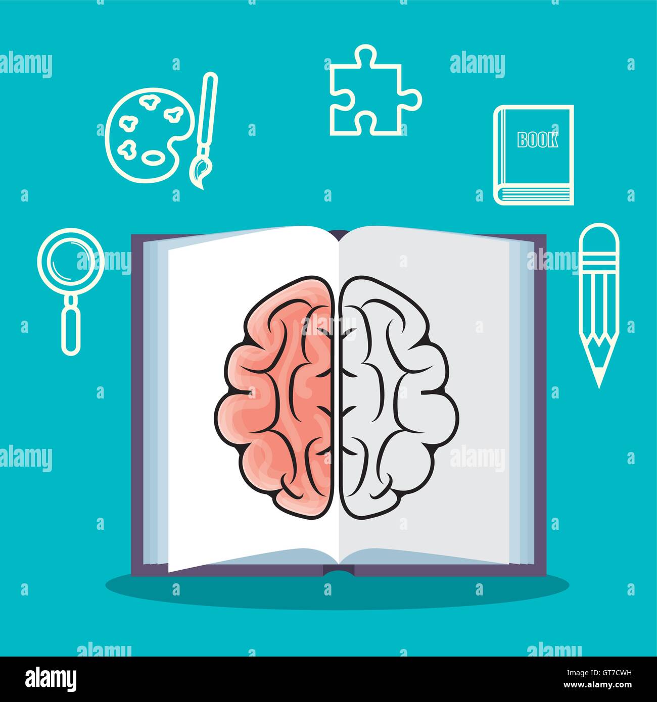 brain student school set elements design Stock Vector Image & Art - Alamy