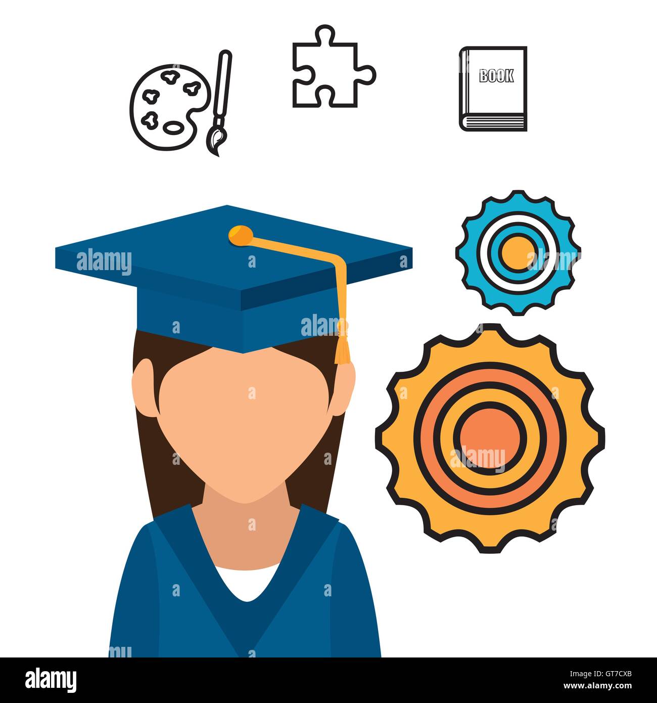 student graduation school set elements design Stock Vector Image & Art ...