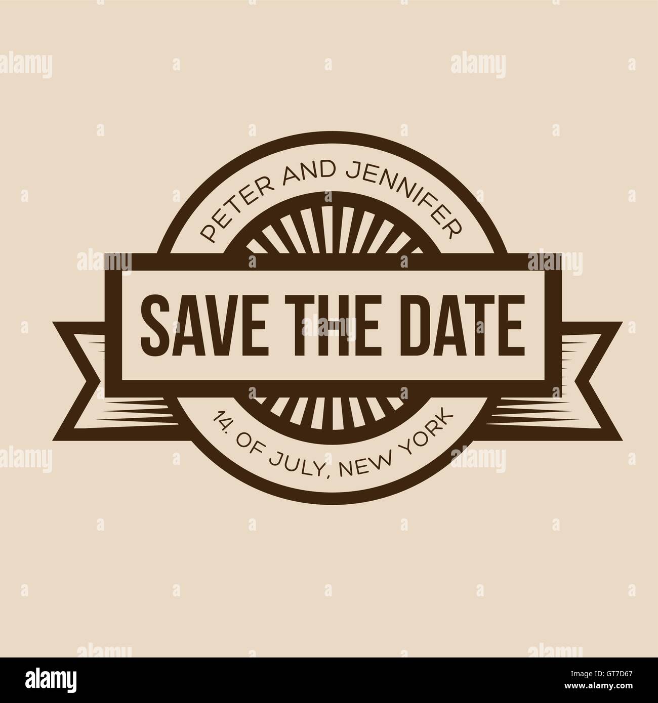 Save the Date - Retro Wedding Invitation Stock Vector Image & Art - Alamy