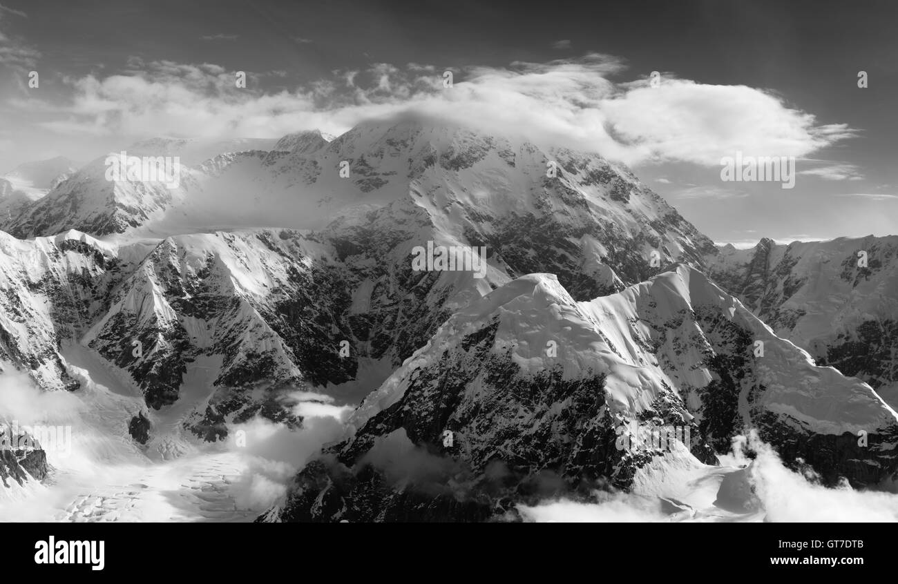 Aerial of mt denali Black and White Stock Photos & Images - Alamy