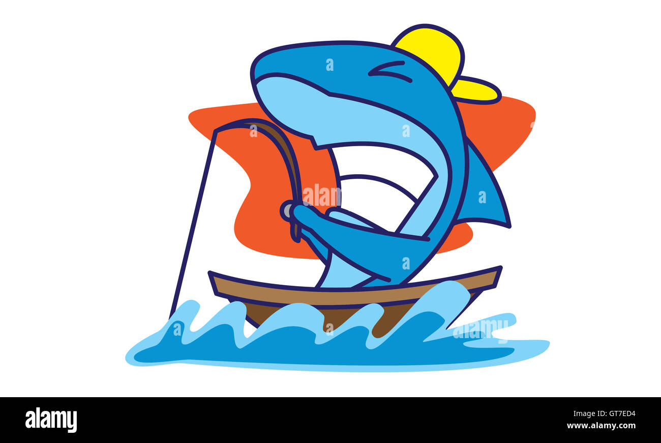 Shark fishing of vector art Stock Photo - Alamy
