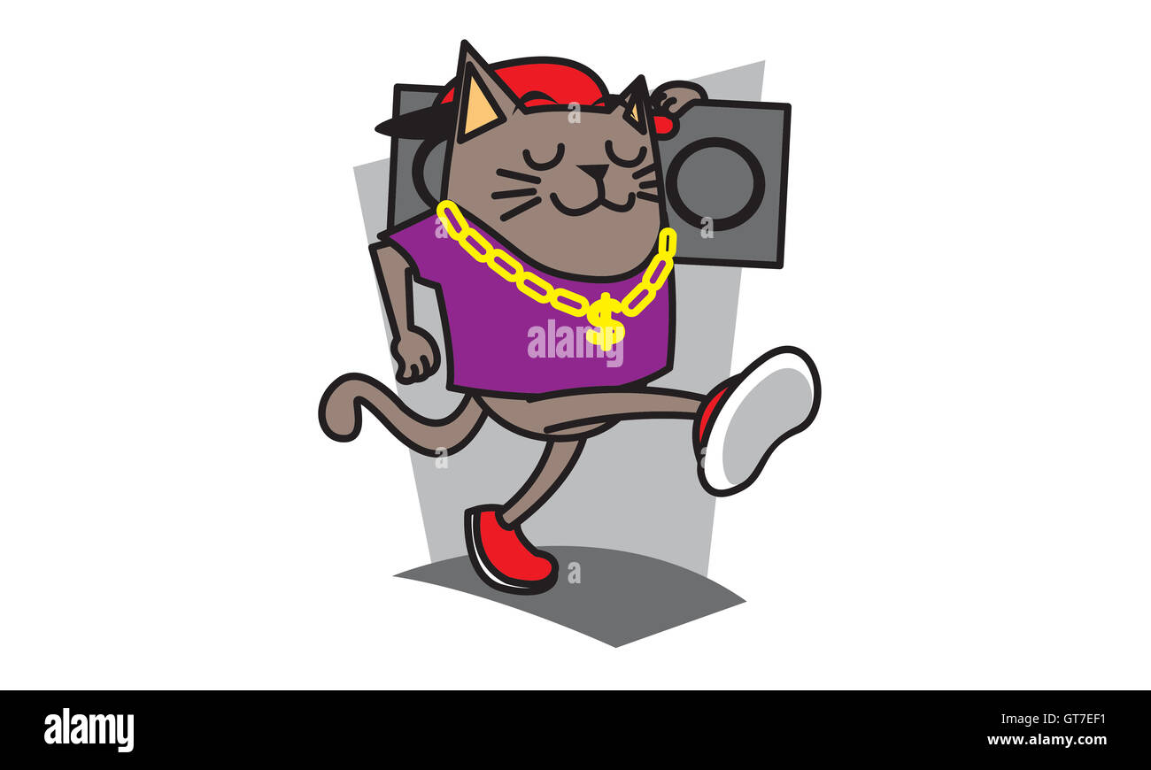 cat bring radio vector art Stock Photo - Alamy
