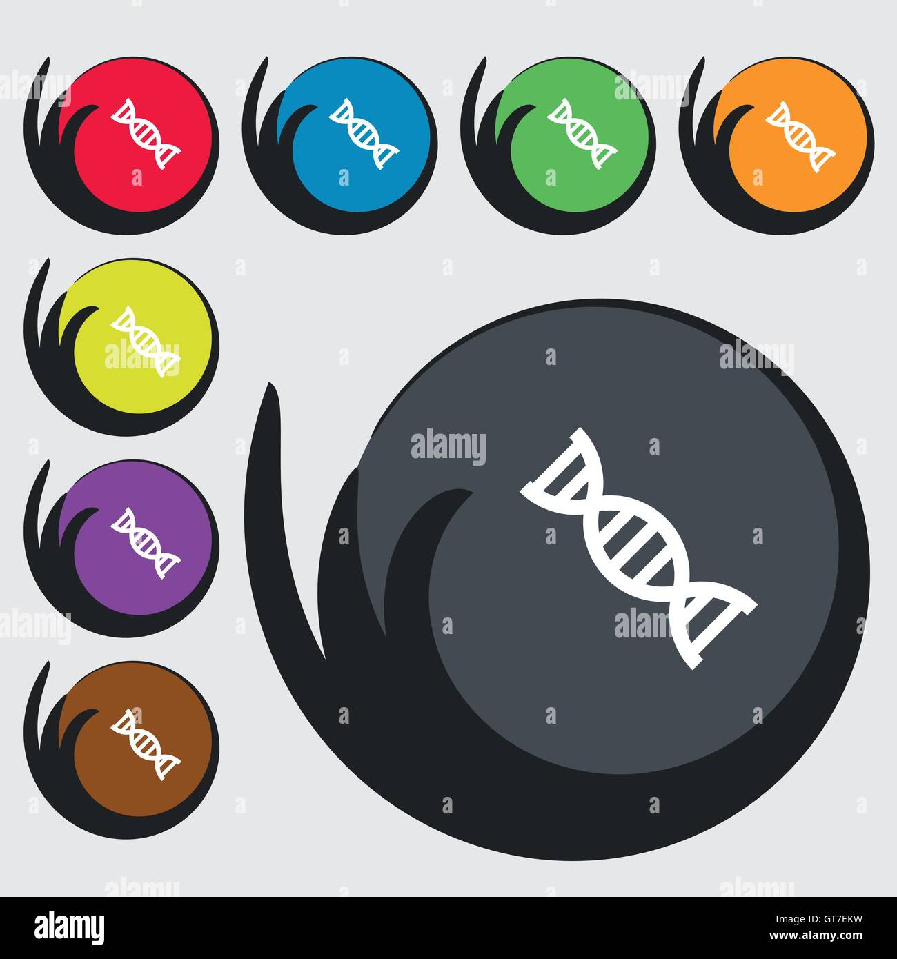 DNA icon sign. Symbols on eight colored buttons. Vector Stock Vector ...