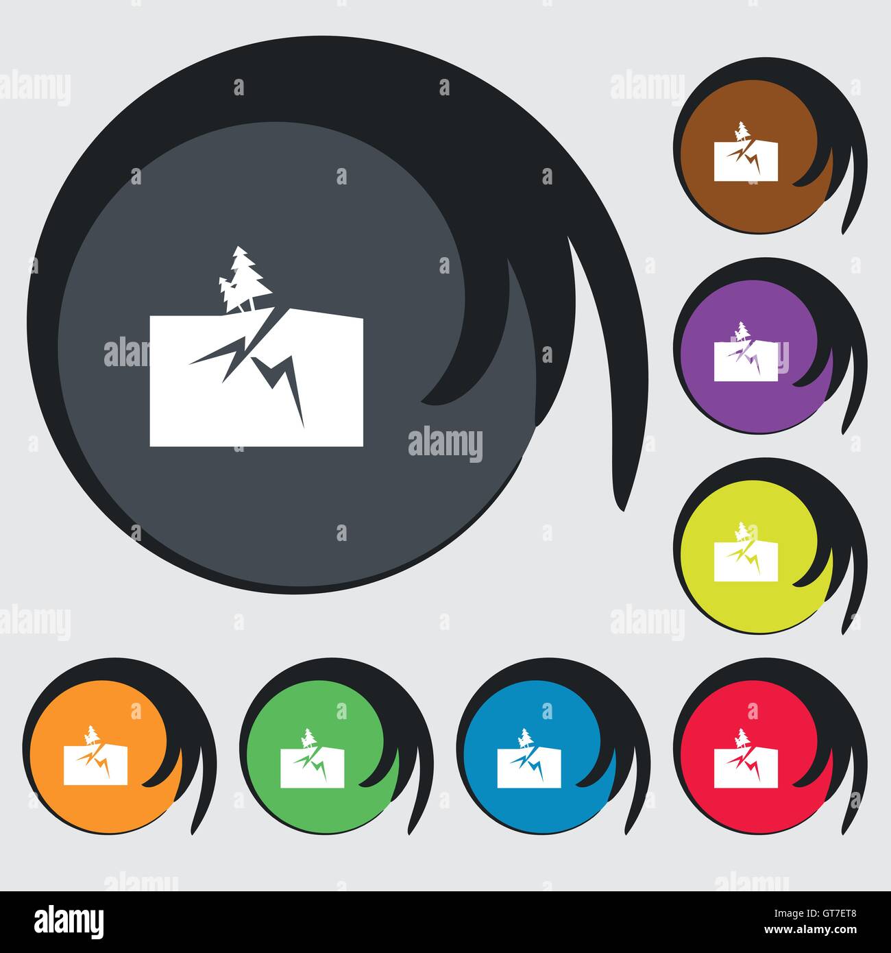 Property insurance icon sign. Symbols on eight colored buttons. Vector ...