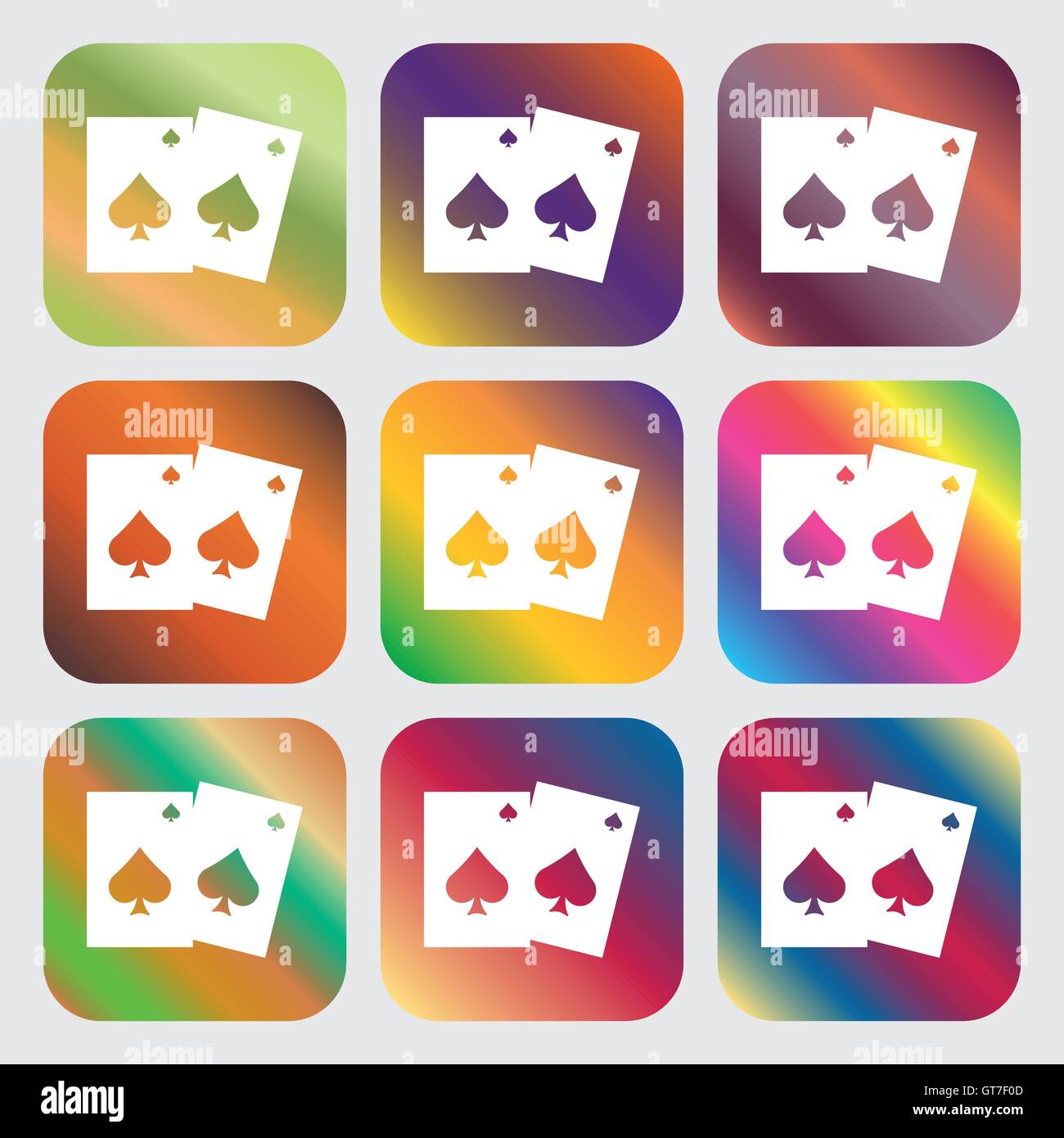 game cards icon . Nine buttons with bright gradients for beautiful ...