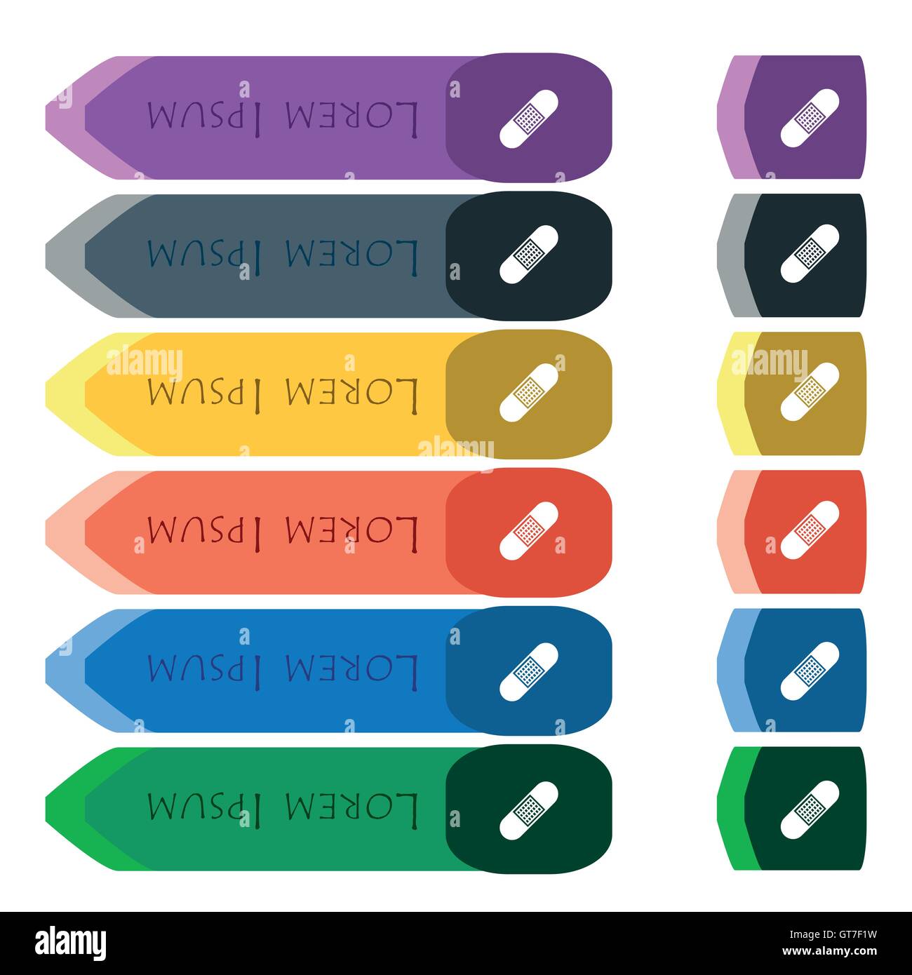 Band Aid Icon sign. Set of colorful, bright long buttons with ...