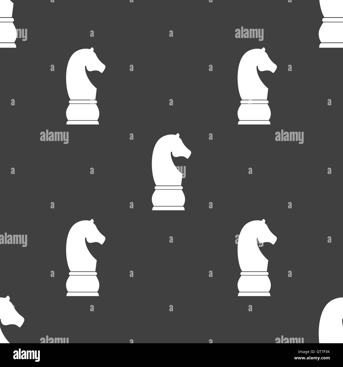Chess knight icon. sign. Seamless pattern on a gray background. Vector ...