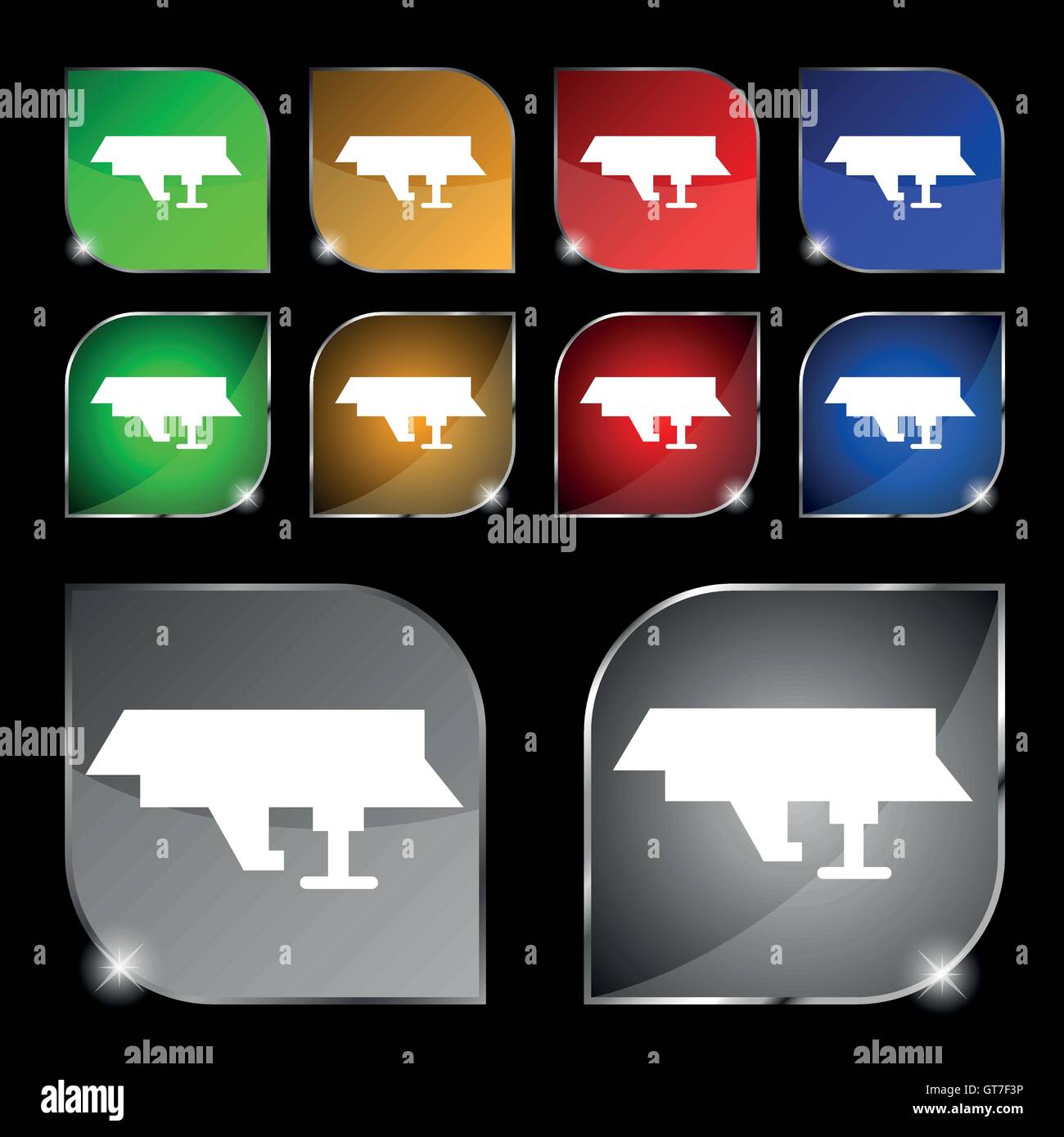 Ships, boats, cargo icon sign. Set of ten colorful buttons with glare ...