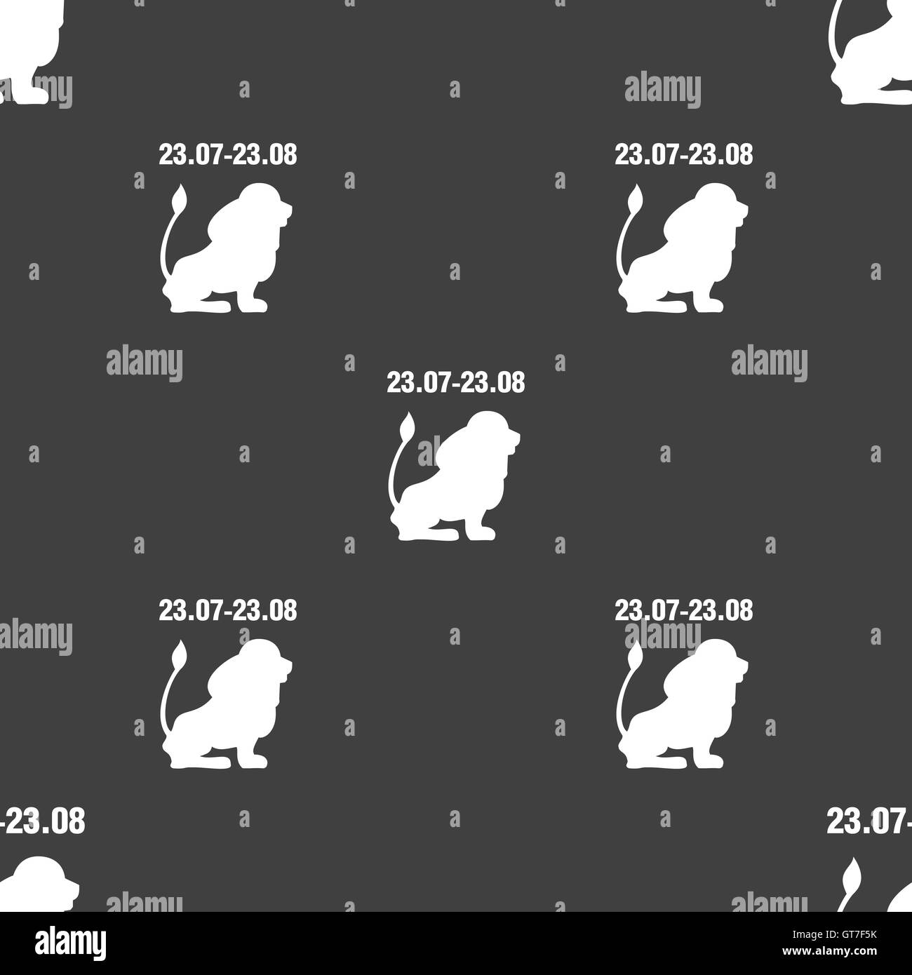 Leo zodiac sign. Seamless pattern on a gray background. Vector Stock ...