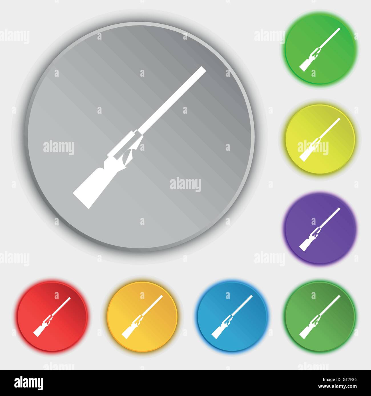 Shotgun icon sign. Symbol on eight flat buttons. Vector Stock Vector ...