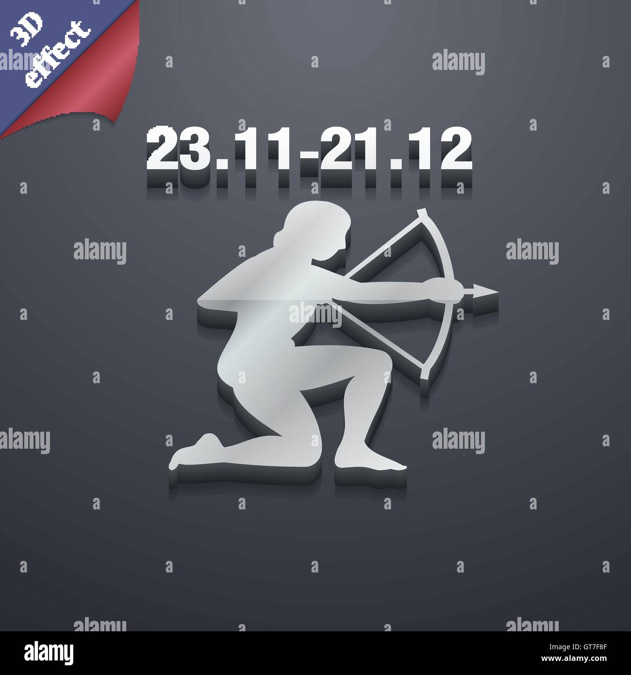 Sagittarius icon symbol. 3D style. Trendy, modern design with space for ...
