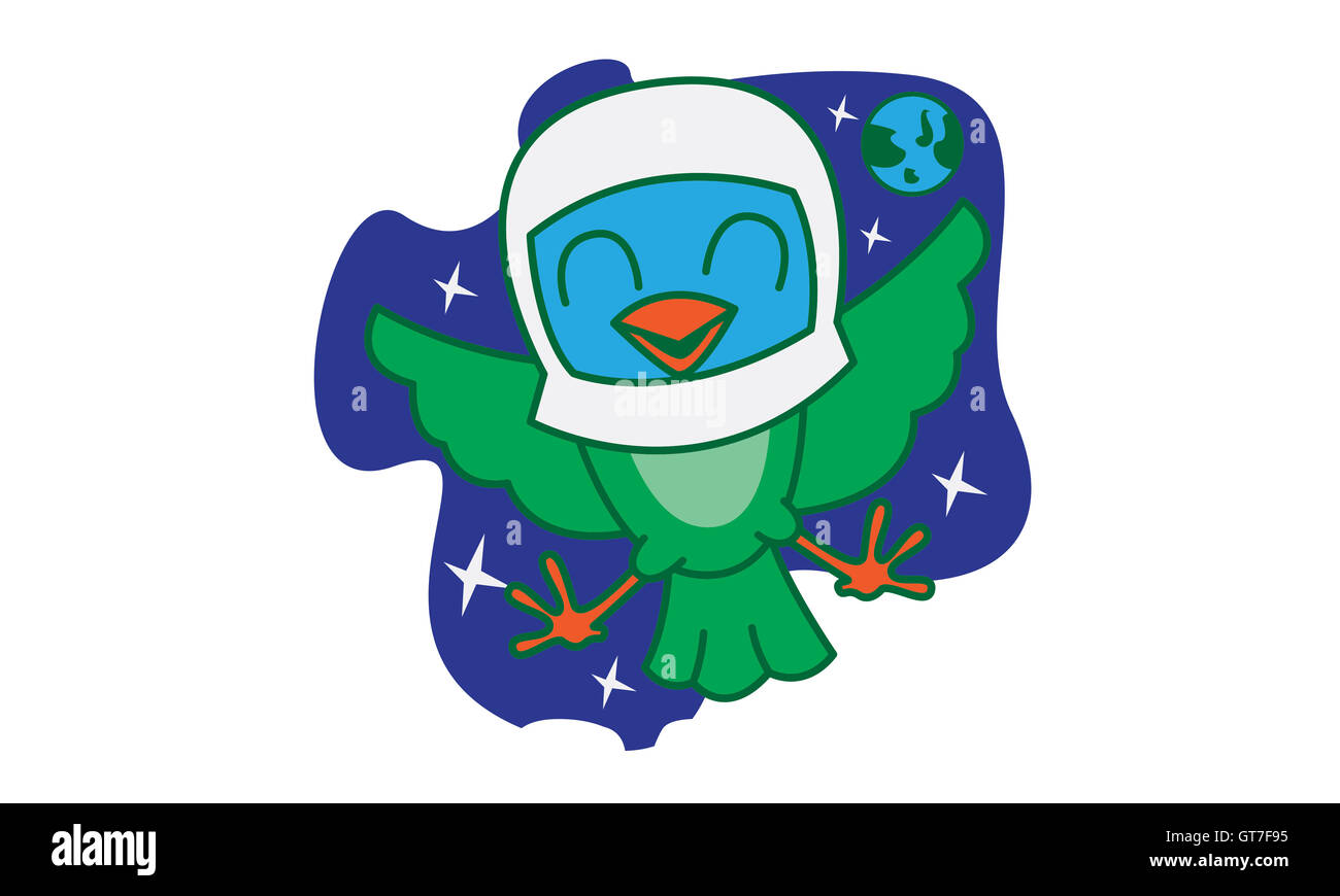 Bird in space of vector art Stock Photo - Alamy