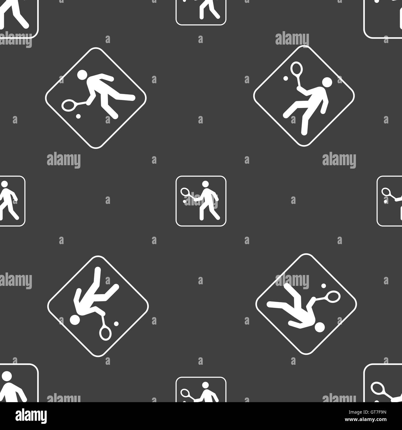 Tennis player sign. Seamless pattern on a gray background. Vector Stock ...