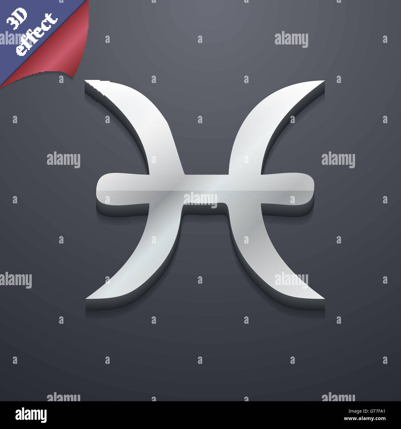 Pisces zodiac sign icon symbol. 3D style. Trendy, modern design with ...