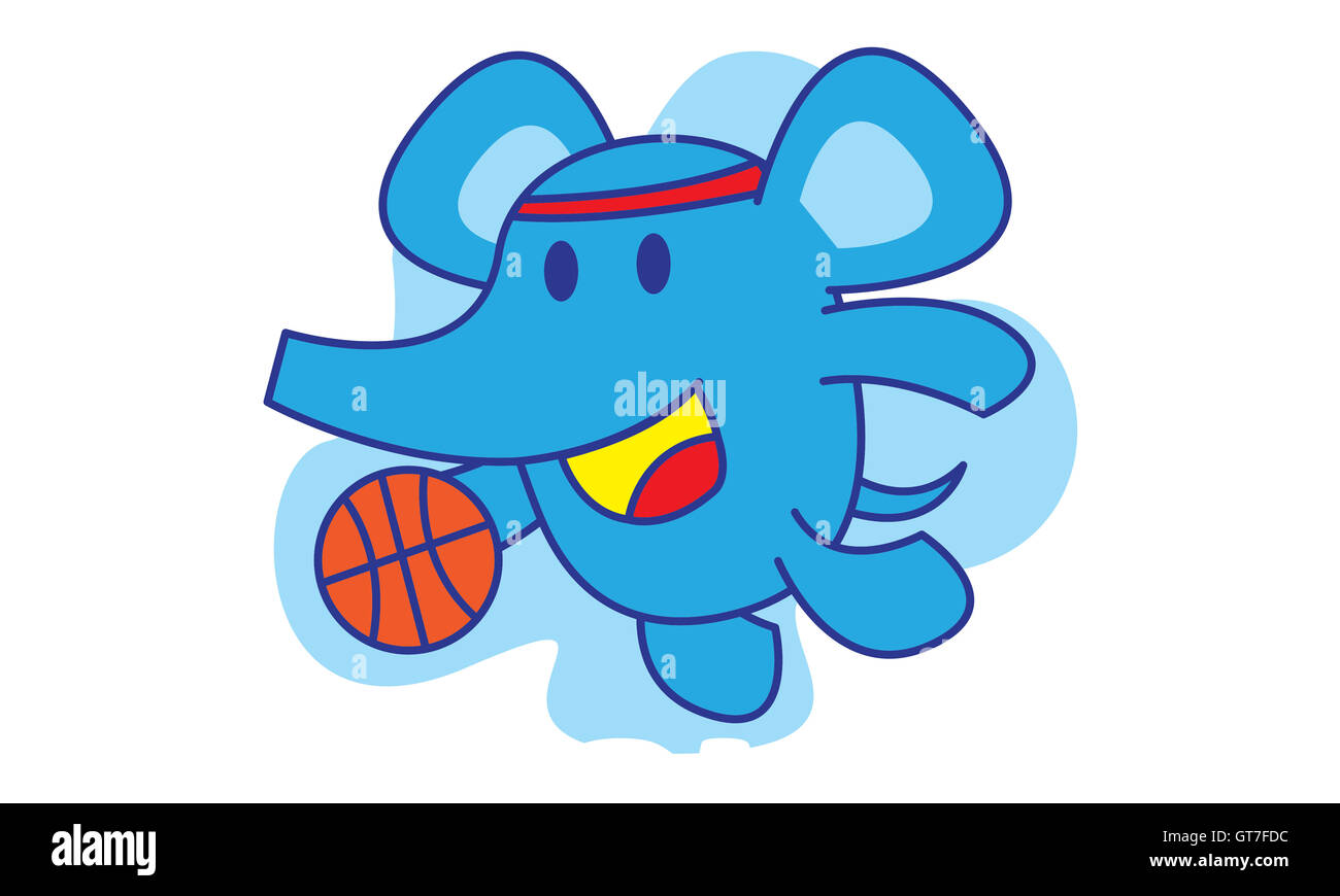Elephant playing basketball of vector art Stock Photo - Alamy