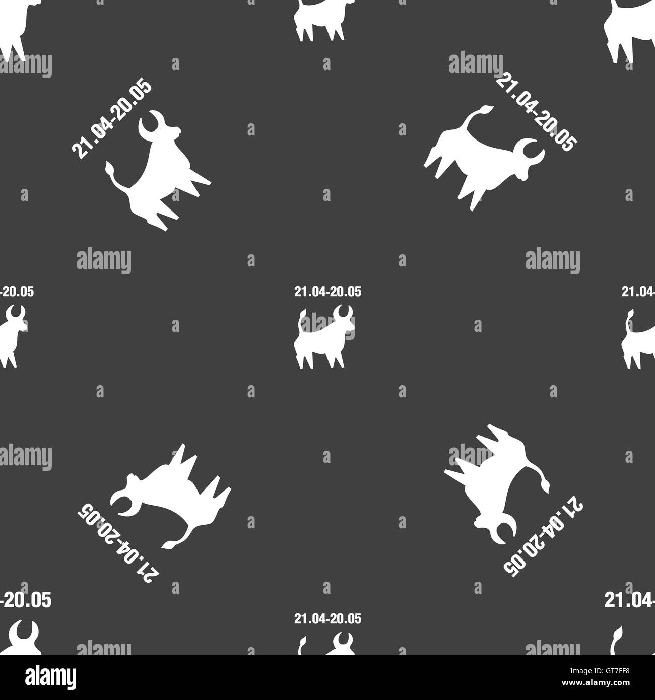 Taurus sign. Seamless pattern on a gray background. Vector Stock Vector ...