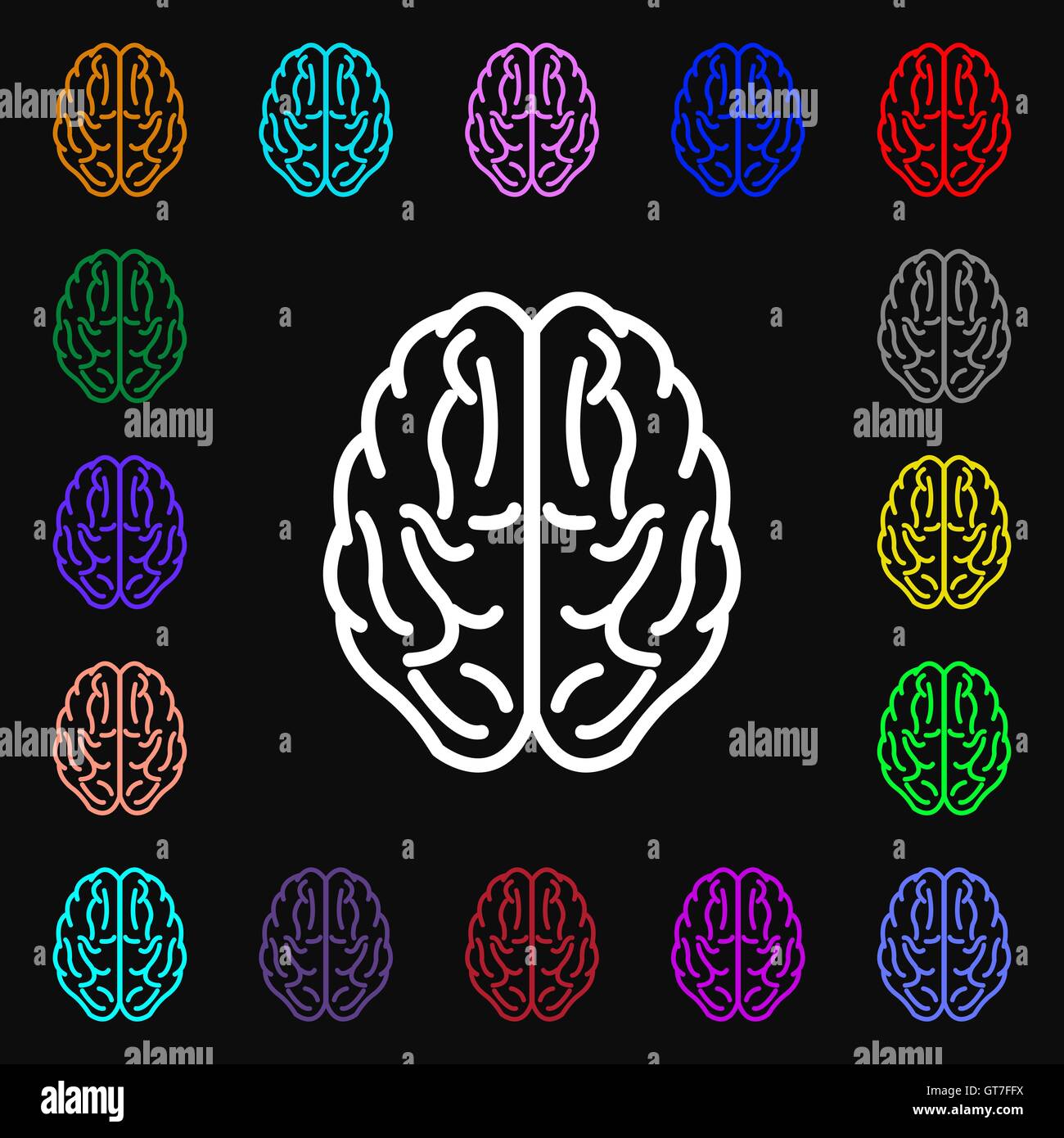 Brain icon sign. Lots of colorful symbols for your design. Vector Stock ...