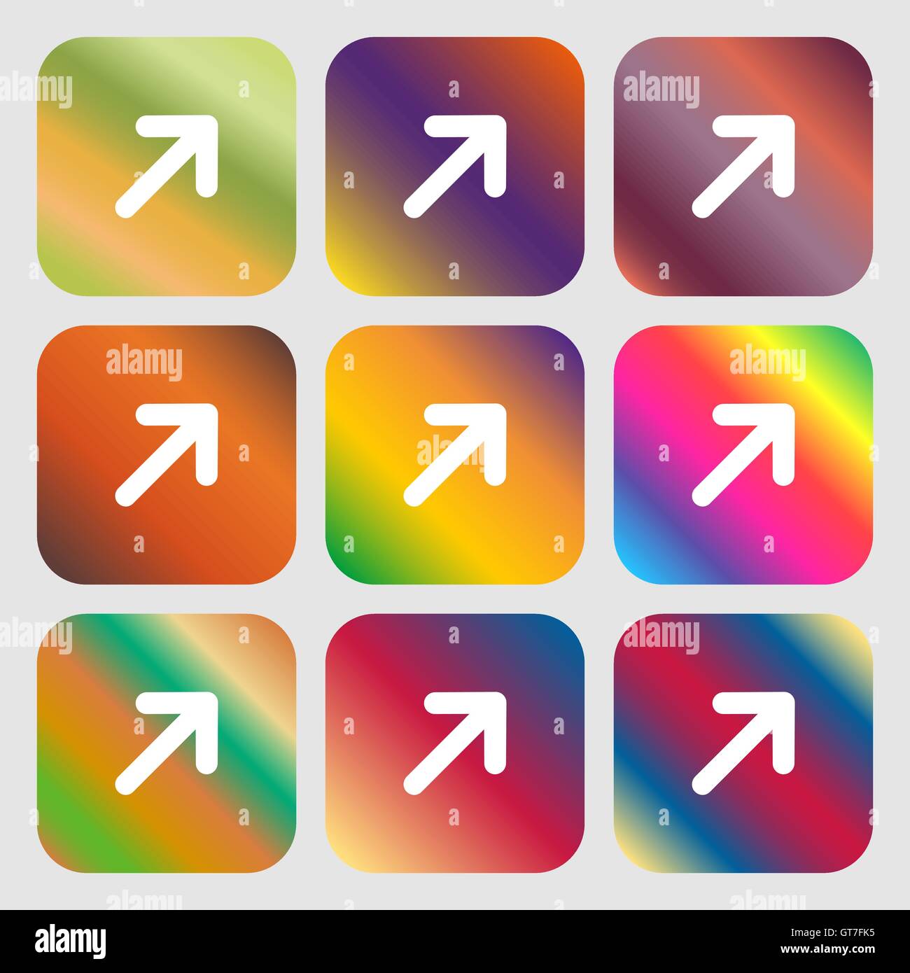 Arrow Expand Full screen Scale icon. Nine buttons with bright gradients ...
