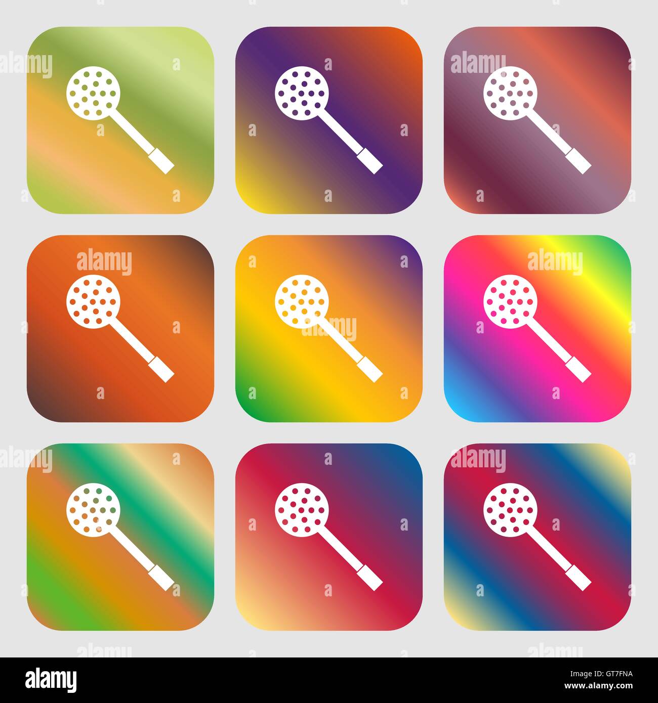 Kitchen appliances icon sign . Nine buttons with bright gradients for ...