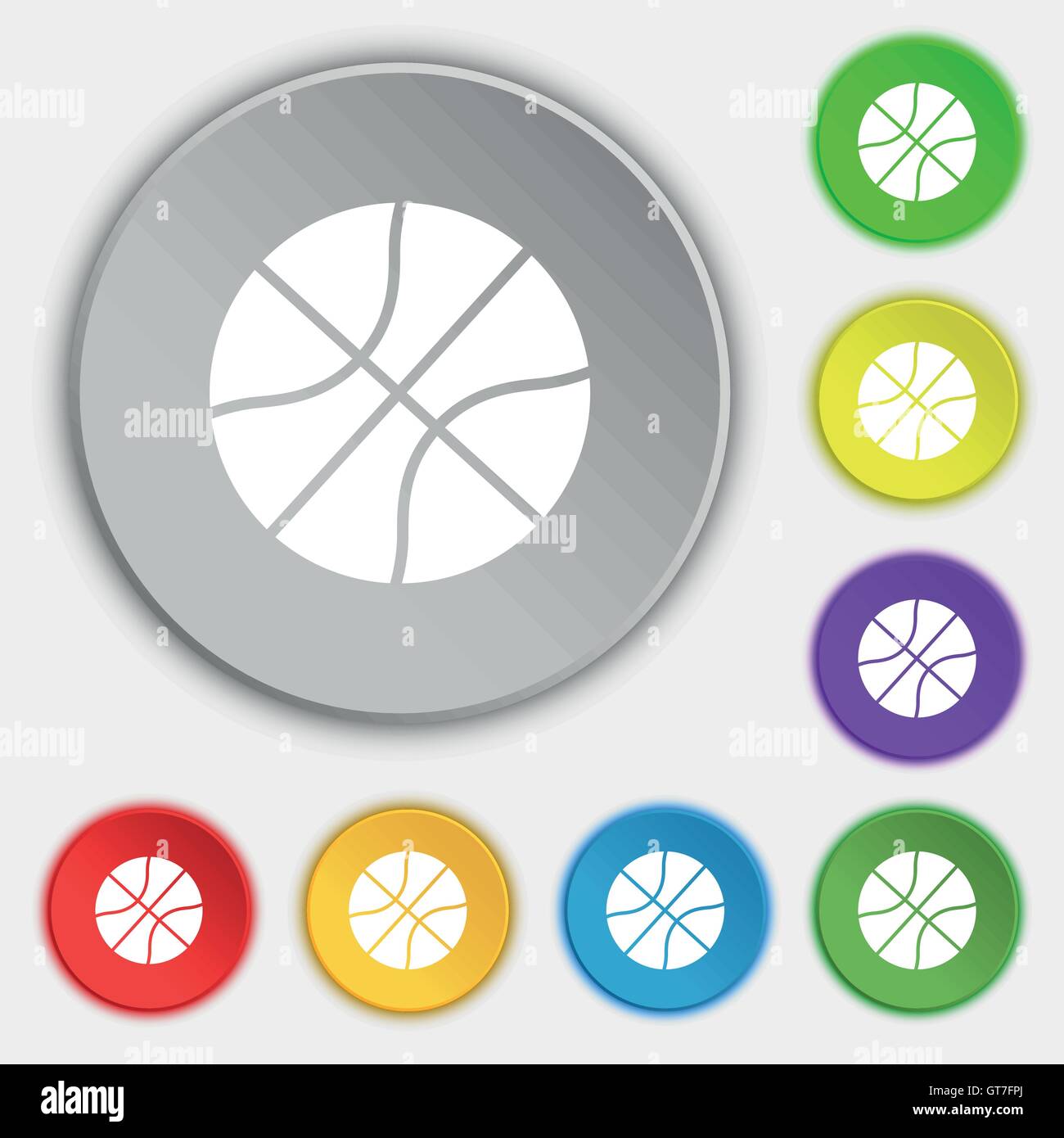Basketball icon sign. Symbol on eight flat buttons. Vector Stock Vector ...