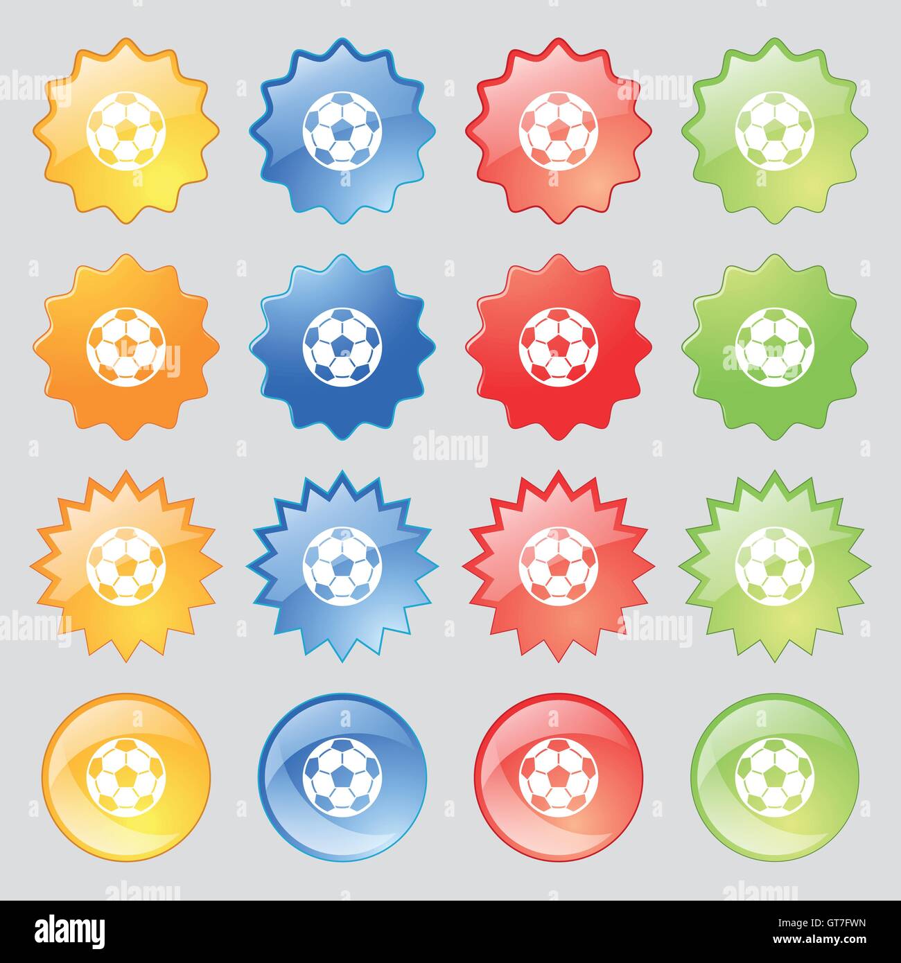Football icon sign. Big set of 16 colorful modern buttons for your ...