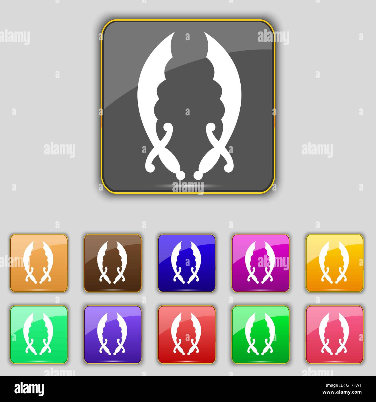 Saber icon sign. Set with eleven colored buttons for your site. Vector ...