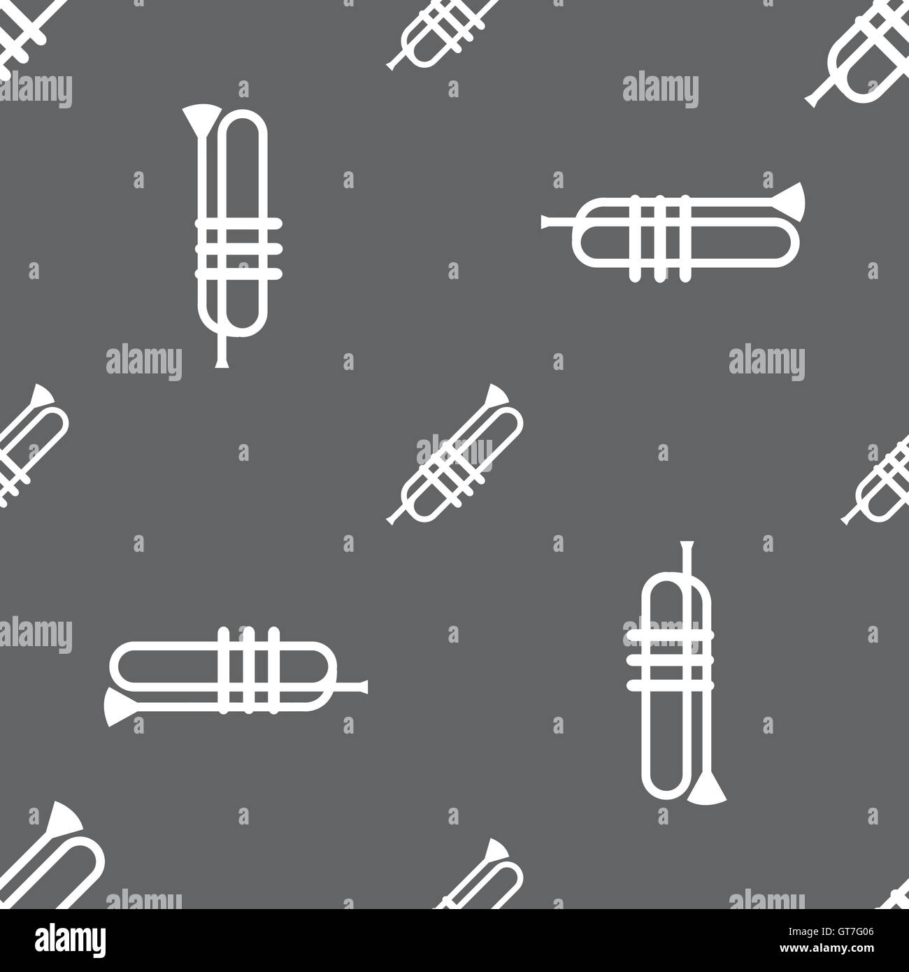Trumpet icons sign. Seamless pattern on a gray background. Vector Stock ...