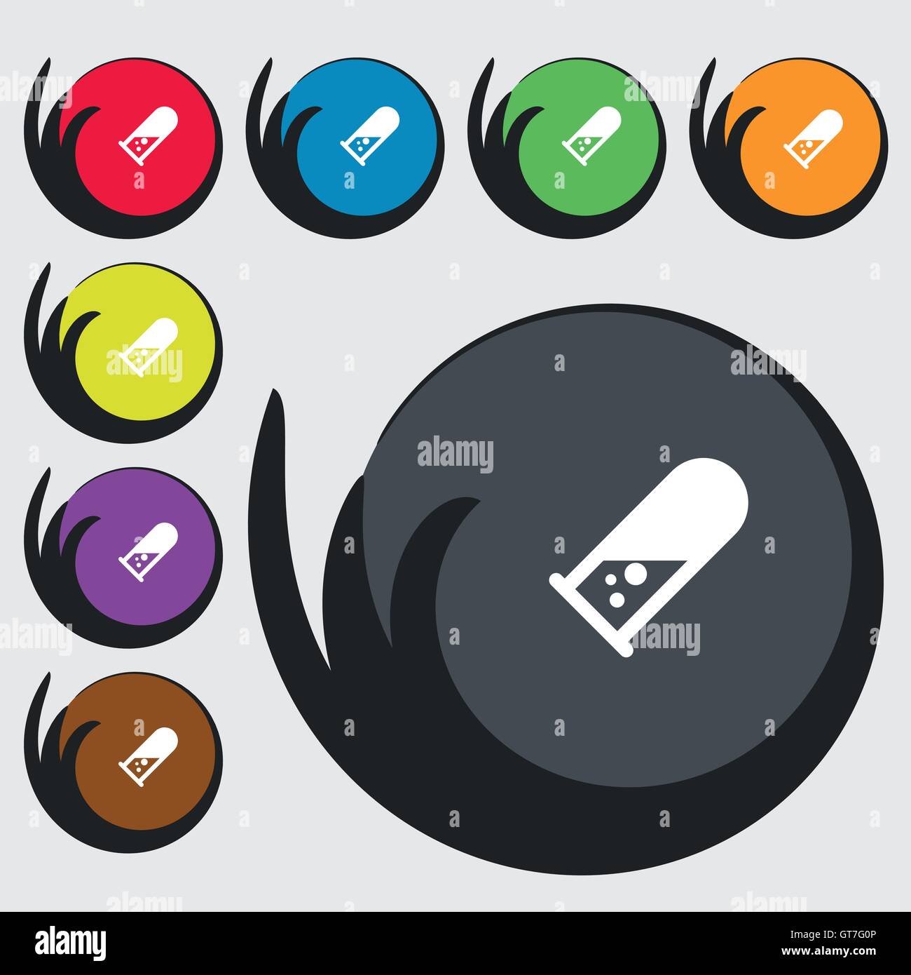 chemistry icon sign. Symbols on eight colored buttons. Vector Stock ...