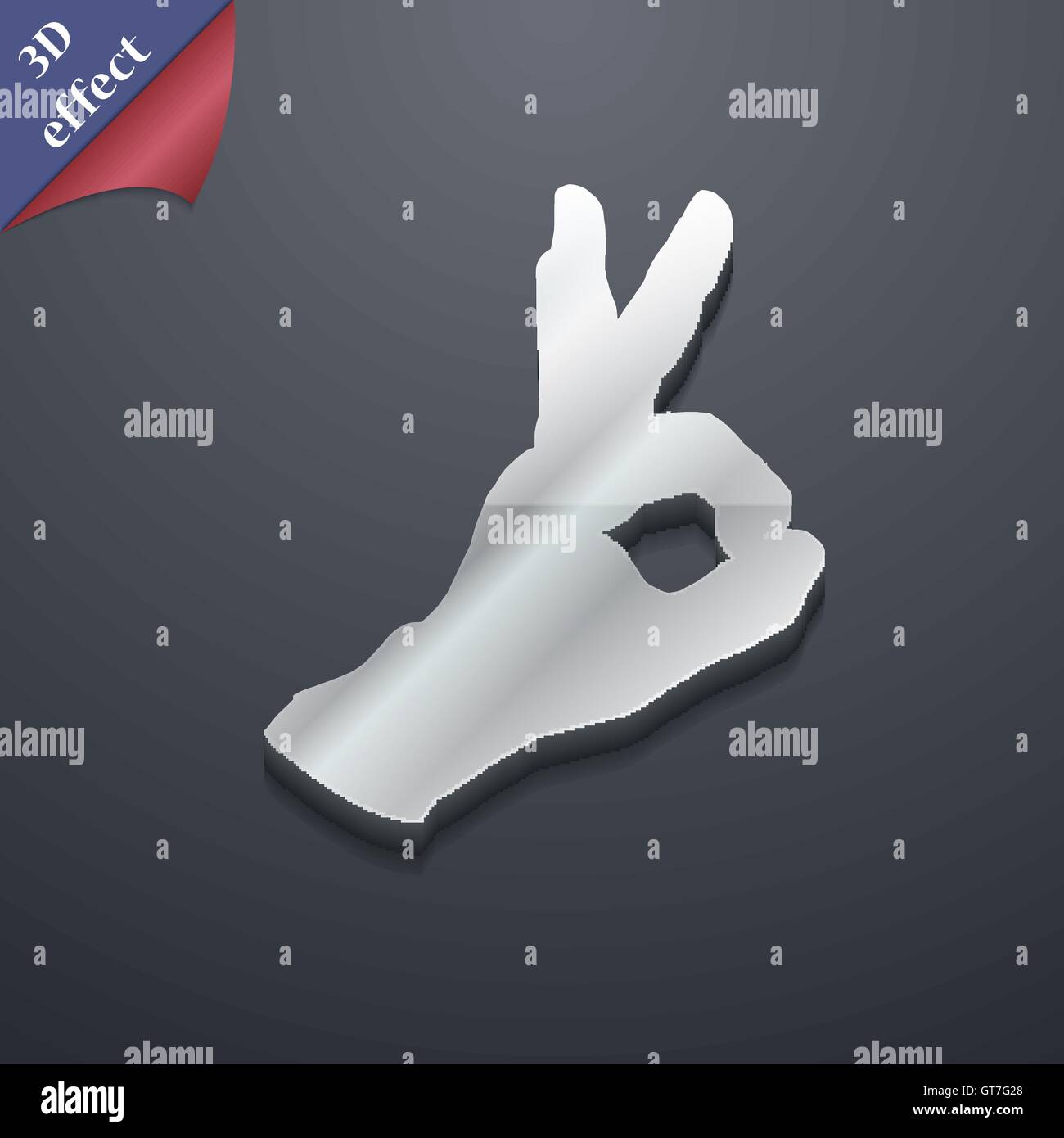 Gesture ok icon symbol. 3D style. Trendy, modern design with space for ...