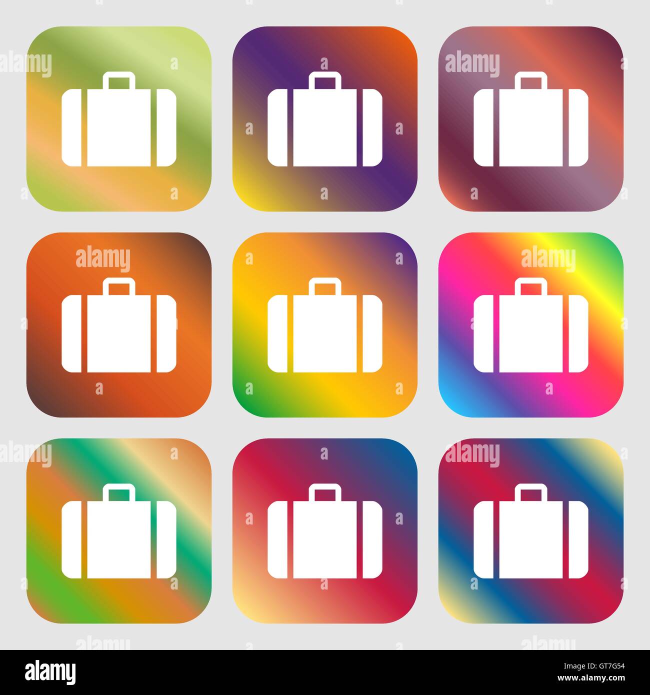 suitcase icon. Nine buttons with bright gradients for beautiful design. Vector Stock Vector ...