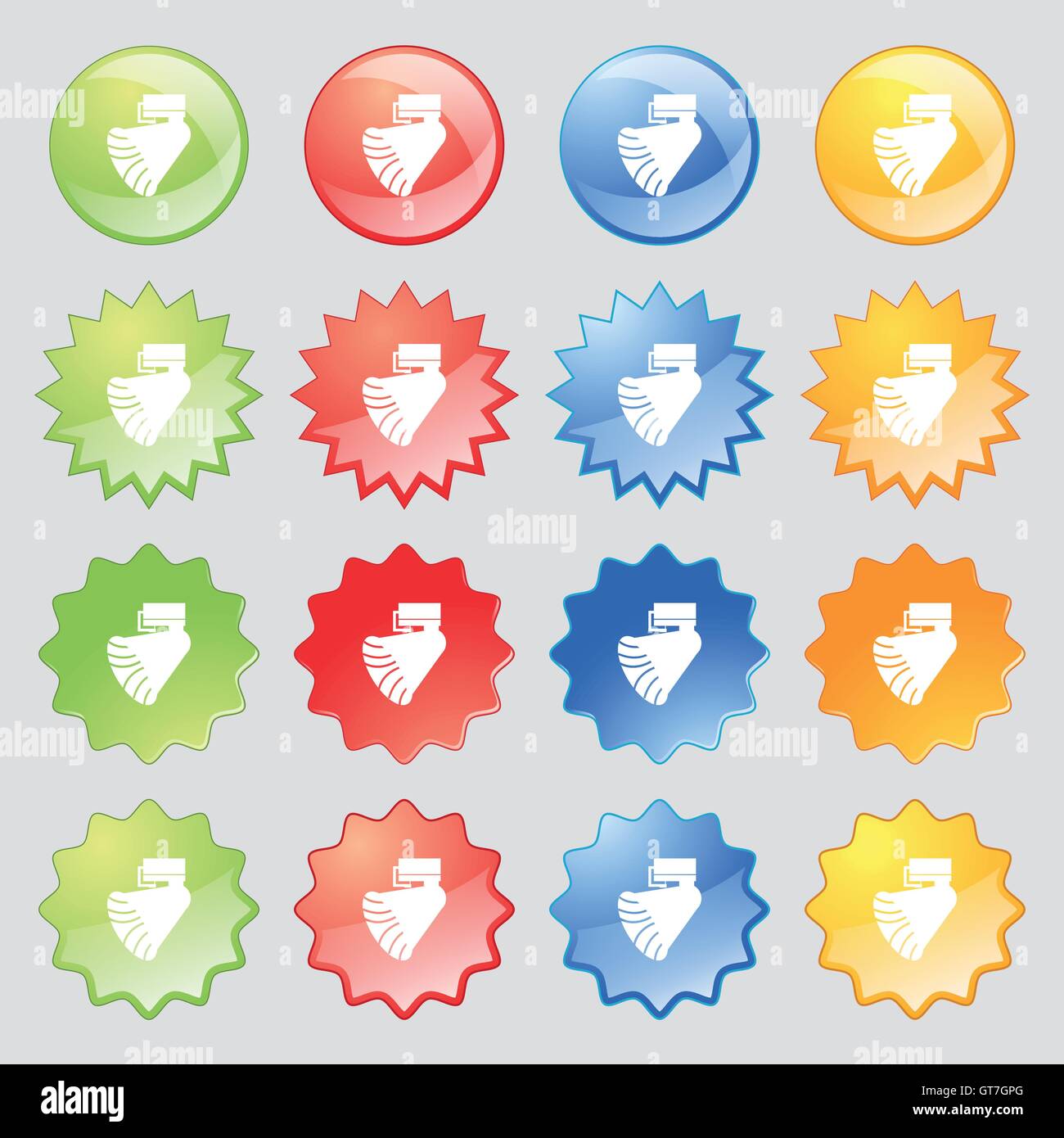 Gramophone icon. sign. Big set of 16 colorful modern buttons for your design. Vector Stock ...