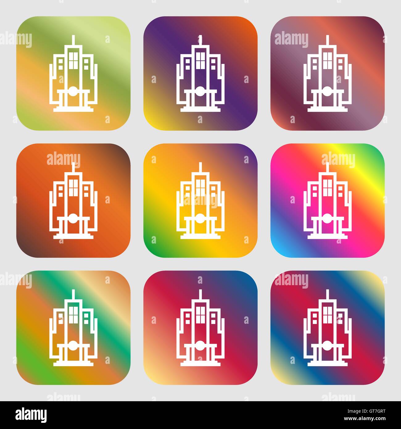 skyscraper icon. Nine buttons with bright gradients for beautiful design. Vector Stock Vector ...