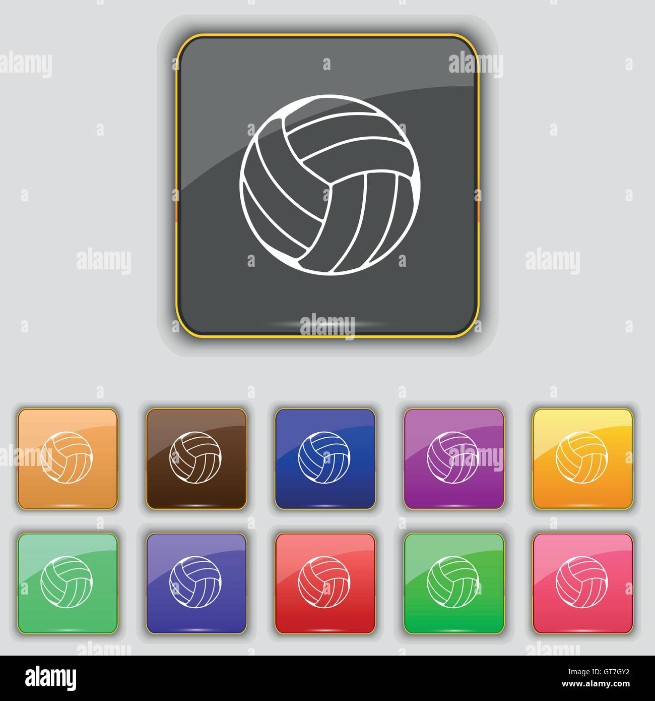 Volleyball icon sign. Set with eleven colored buttons for your site ...