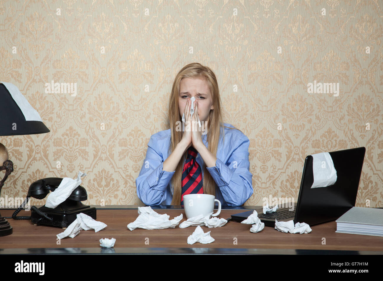 cold secretary at work Stock Photo - Alamy