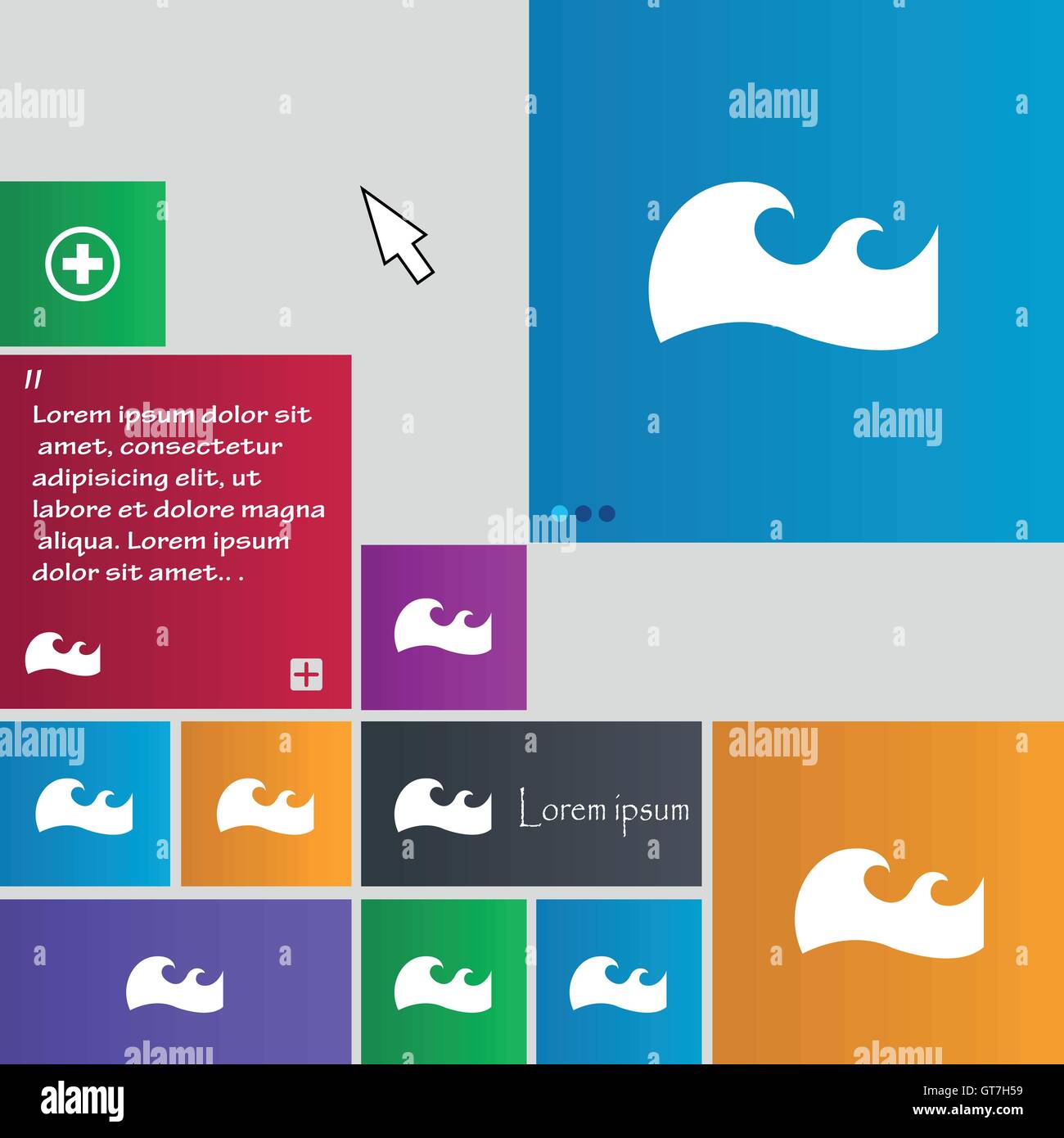 Waves icon sign. buttons. Modern interface website buttons with cursor pointer. Vector Stock ...