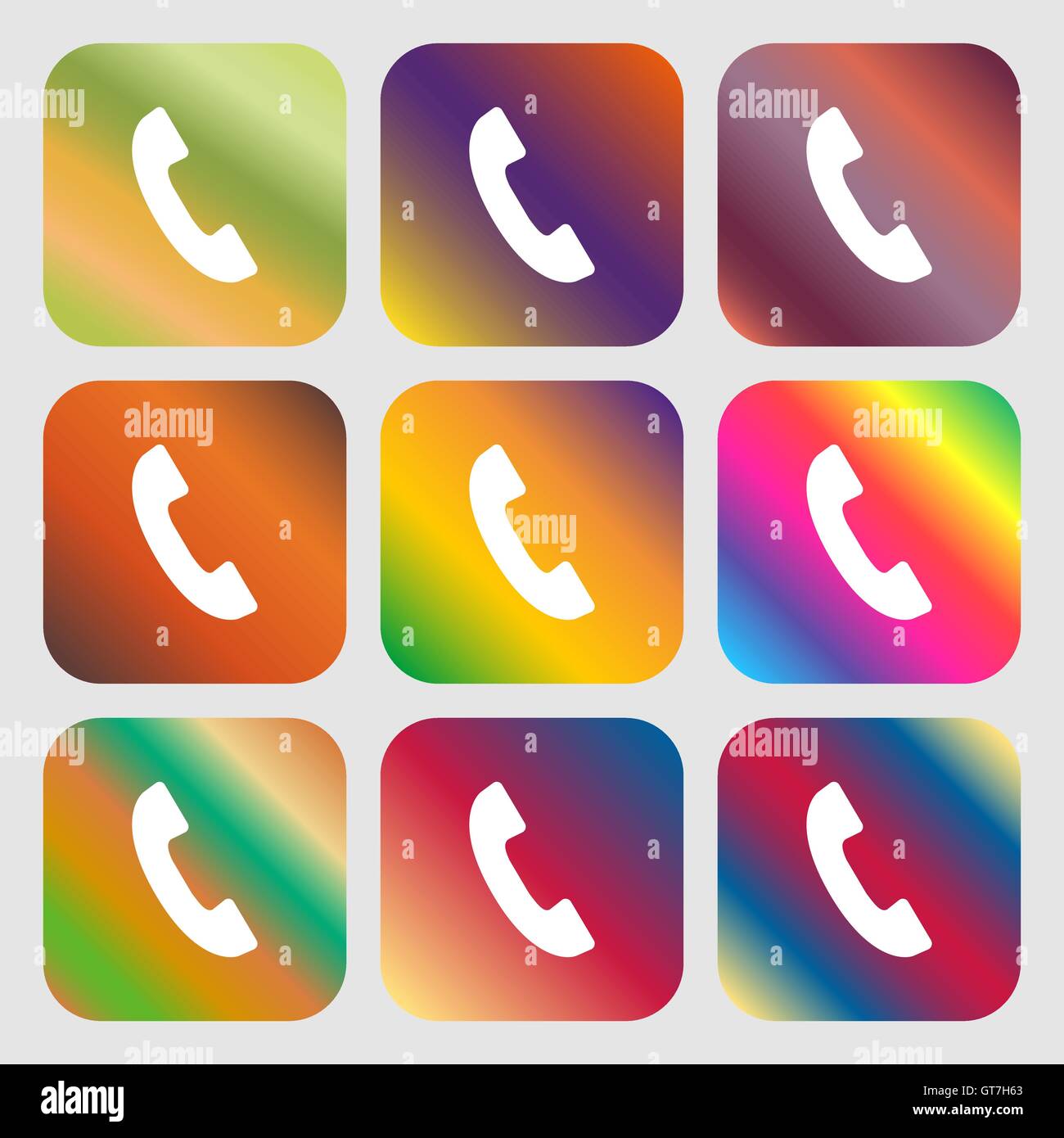 Phone sign icon. Support symbol. Call center . Nine buttons with bright ...