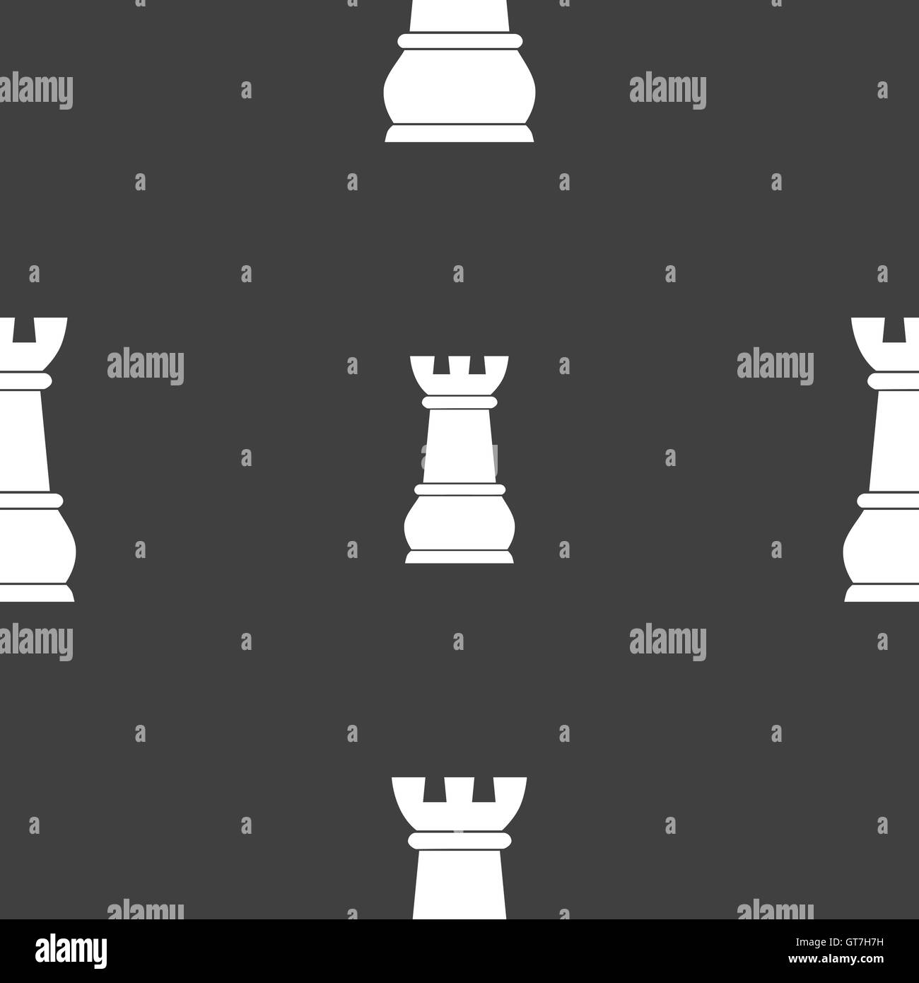 Chess Rook sign. Seamless pattern on a gray background. Vector Stock ...