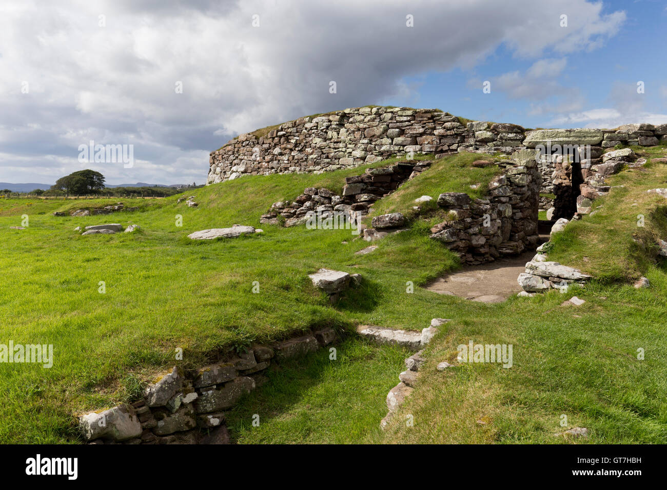 Carn Liath iron age broch in Sutherland, Highland Scotland Stock Photo ...