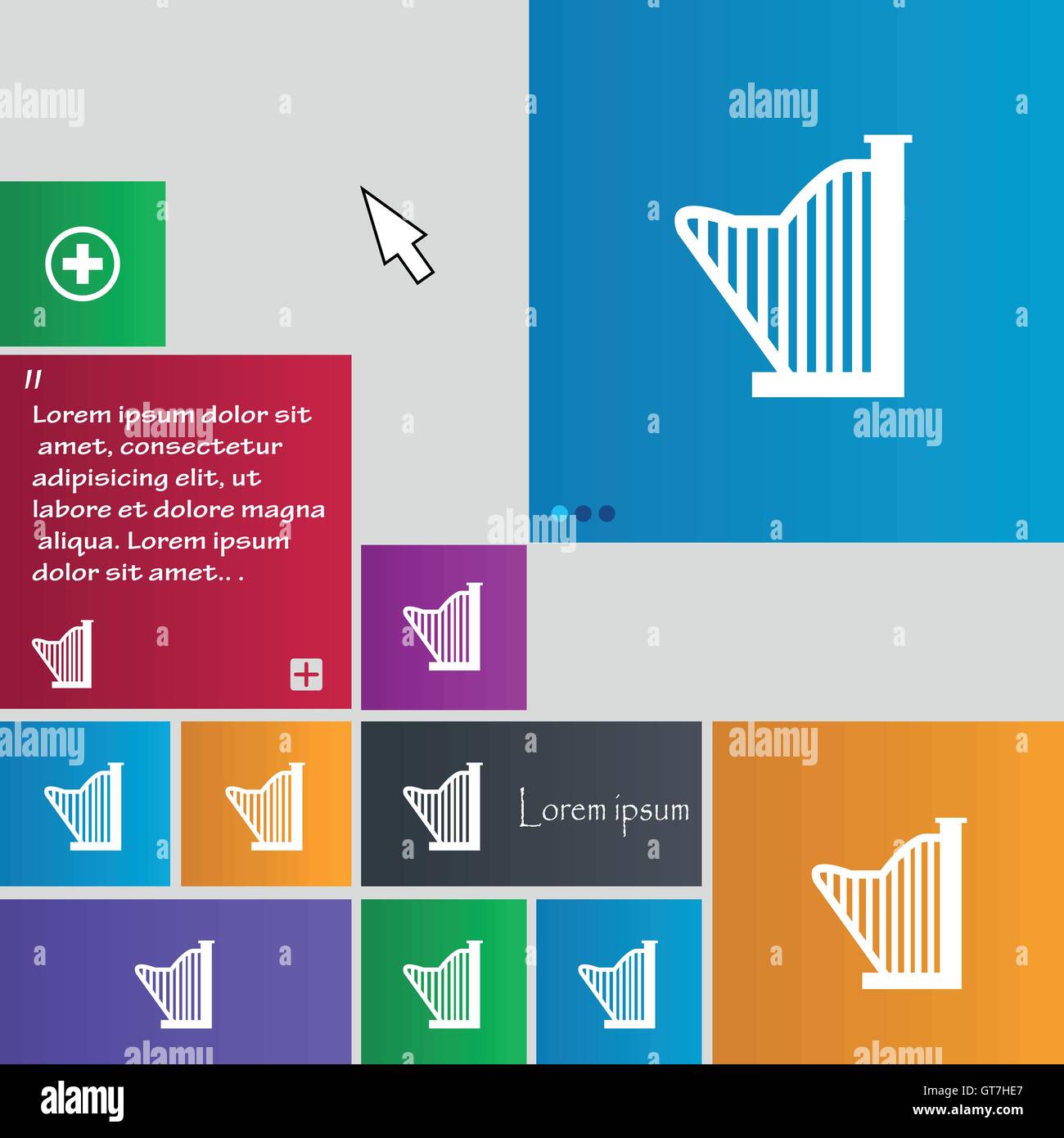 Harp icon sign. buttons. Modern interface website buttons with cursor pointer. Vector Stock ...