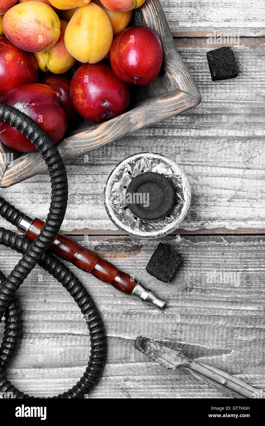 Stylish Turkish smoking shisha with apricot flavor Stock Photo - Alamy