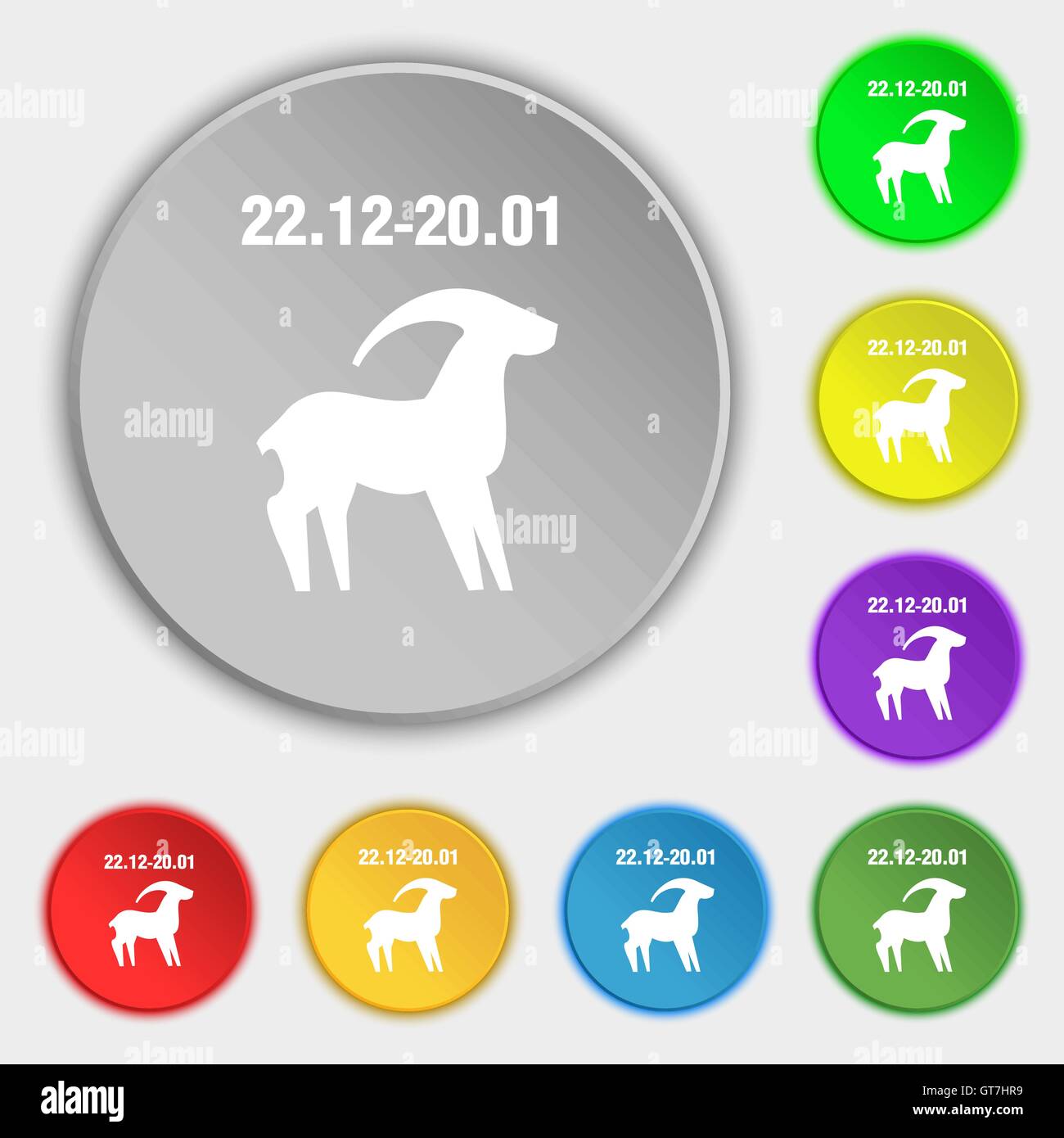 Capricorn icon sign. Symbol on eight flat buttons. Vector Stock Vector ...