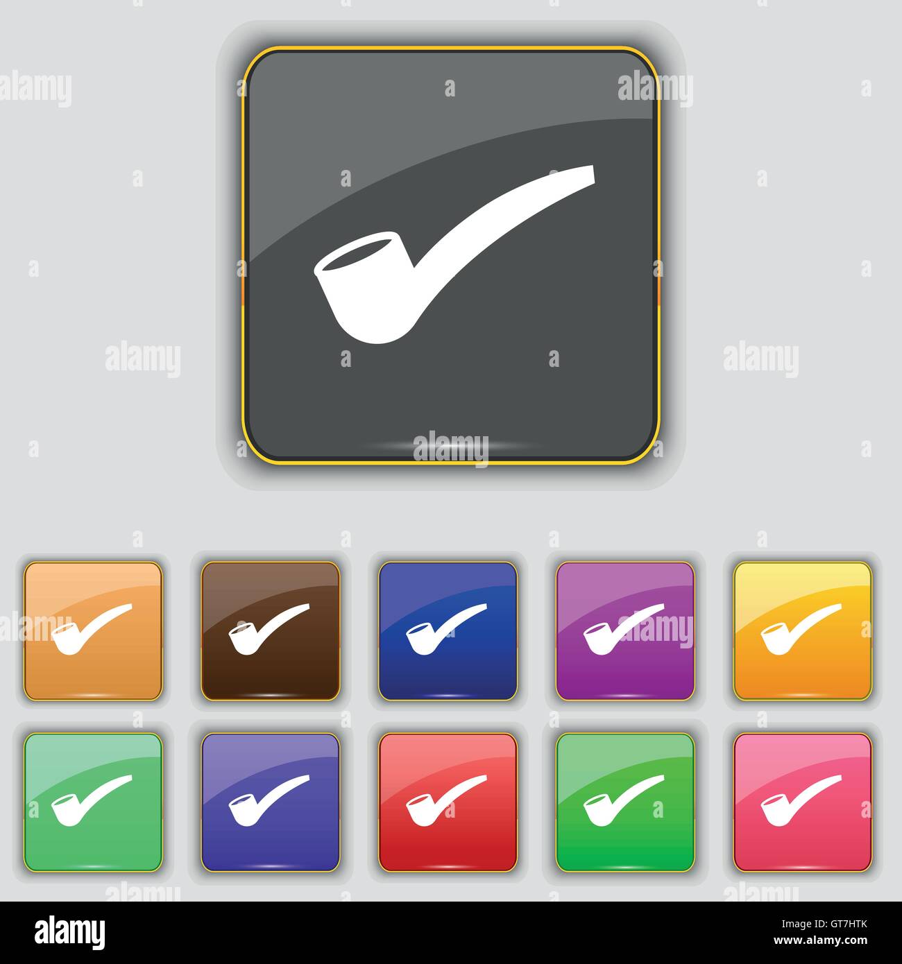 Smoking pipe icon sign. Set with eleven colored buttons for your site ...