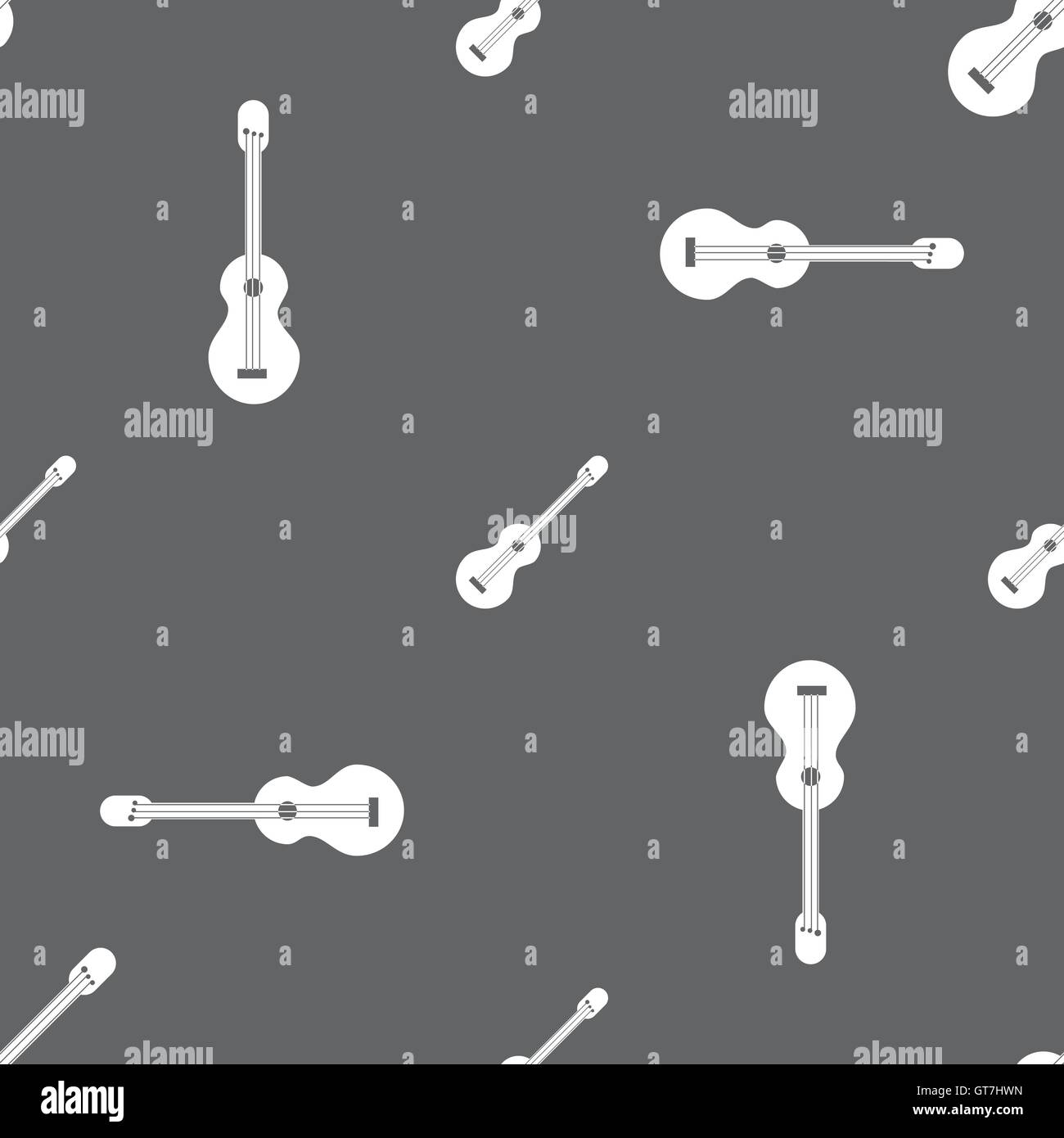 acoustic guitar icon sign. Seamless pattern on a gray background ...