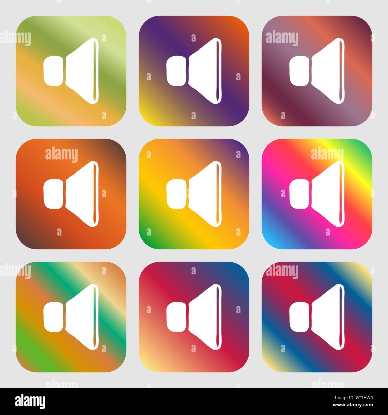 volume, sound icon. Nine buttons with bright gradients for beautiful design. Vector Stock Vector ...
