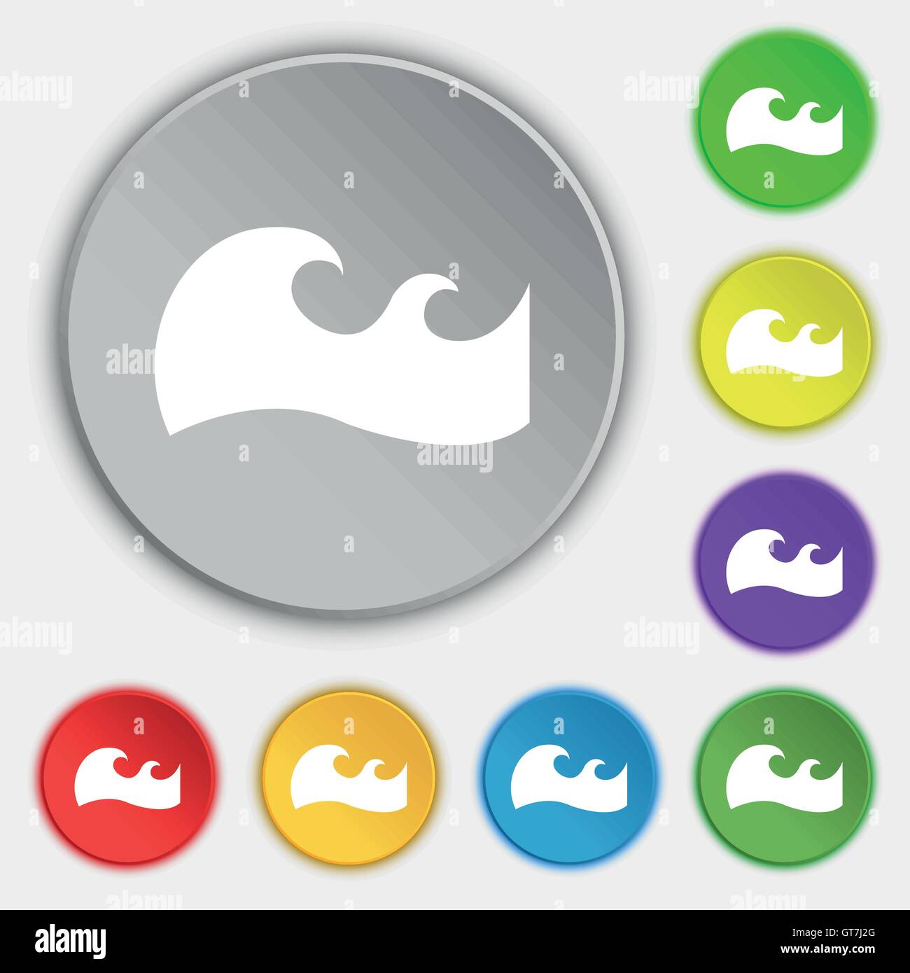 Waves icon sign. Symbol on eight flat buttons. Vector Stock Vector ...